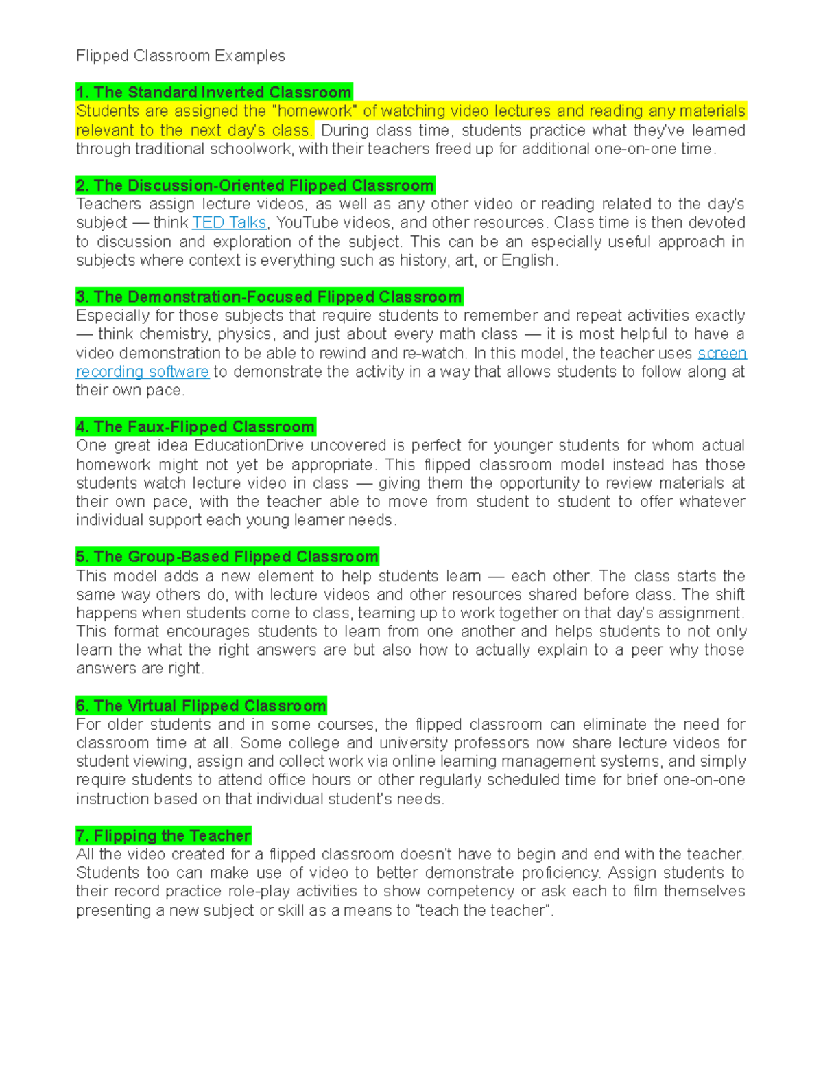 Flipped Classroom Examples - The Standard Inverted Classroom Students ...