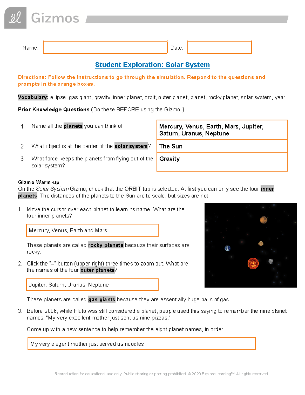 Nathan Davis - Solar System Gizmo Part A - 10308447 - Name: Date ...