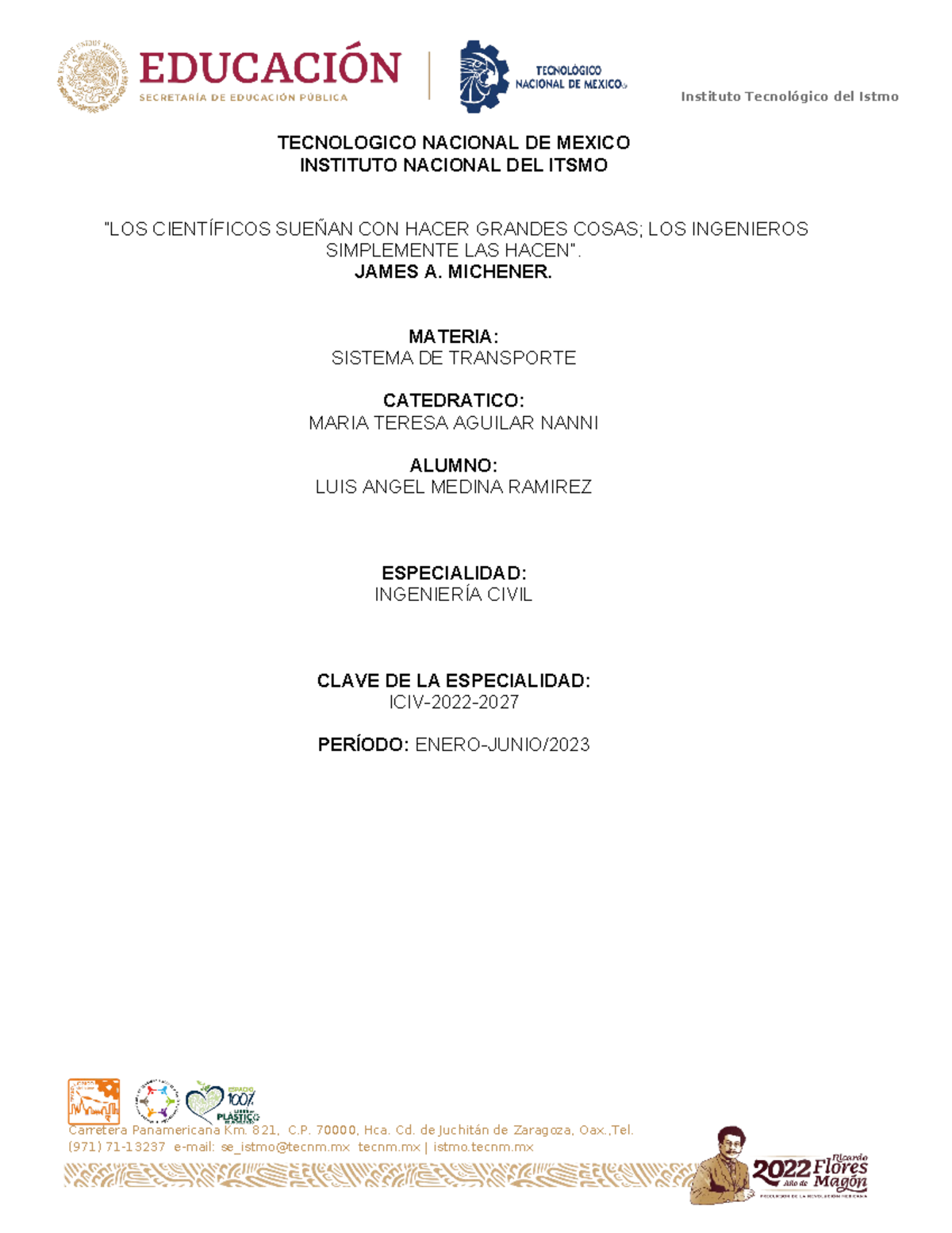 Portada NANI - Instituto Tecnológico del Istmo Carretera Panamericana ...