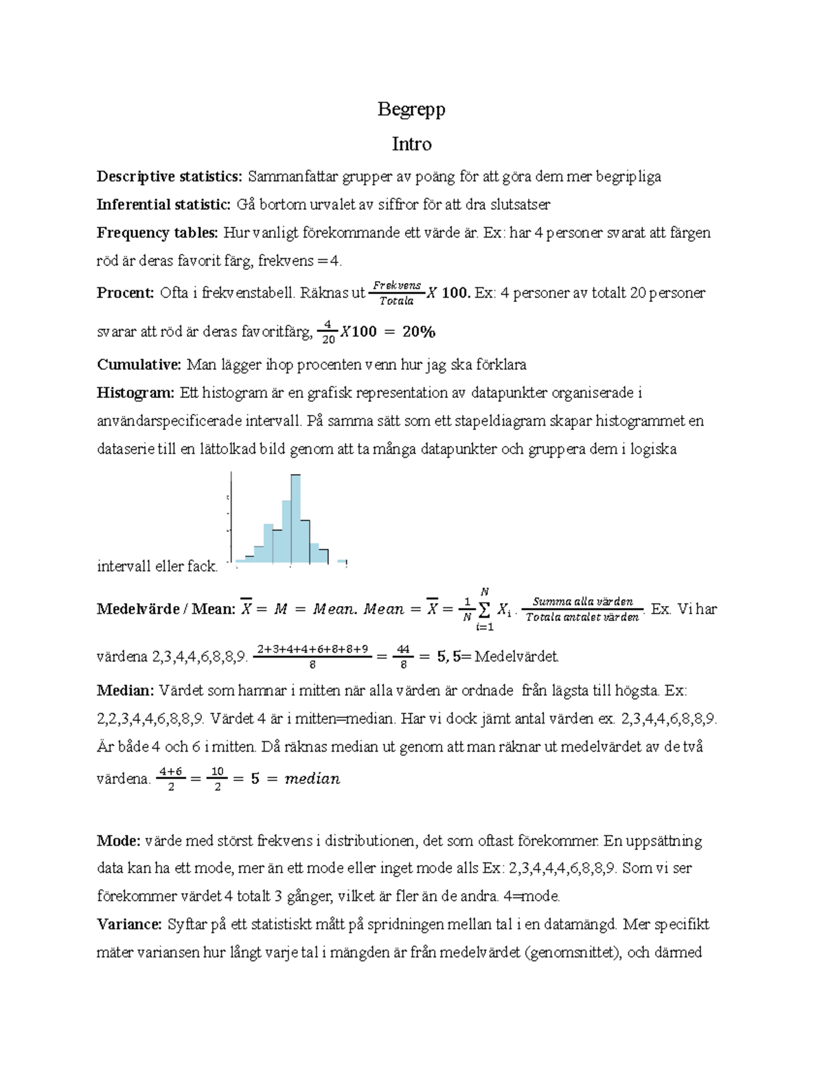 Begrepp statistik - Begrepp Intro Descriptive statistics: Sammanfattar ...