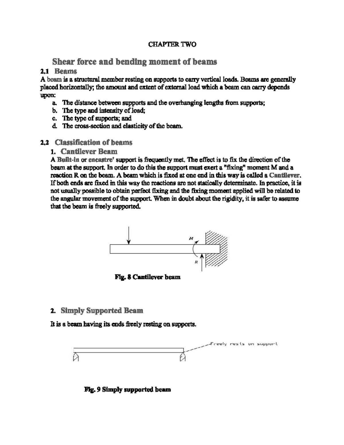 CEE 211 Brief - CHAPTER TWO Shear force and bending moment of beams 2 ...