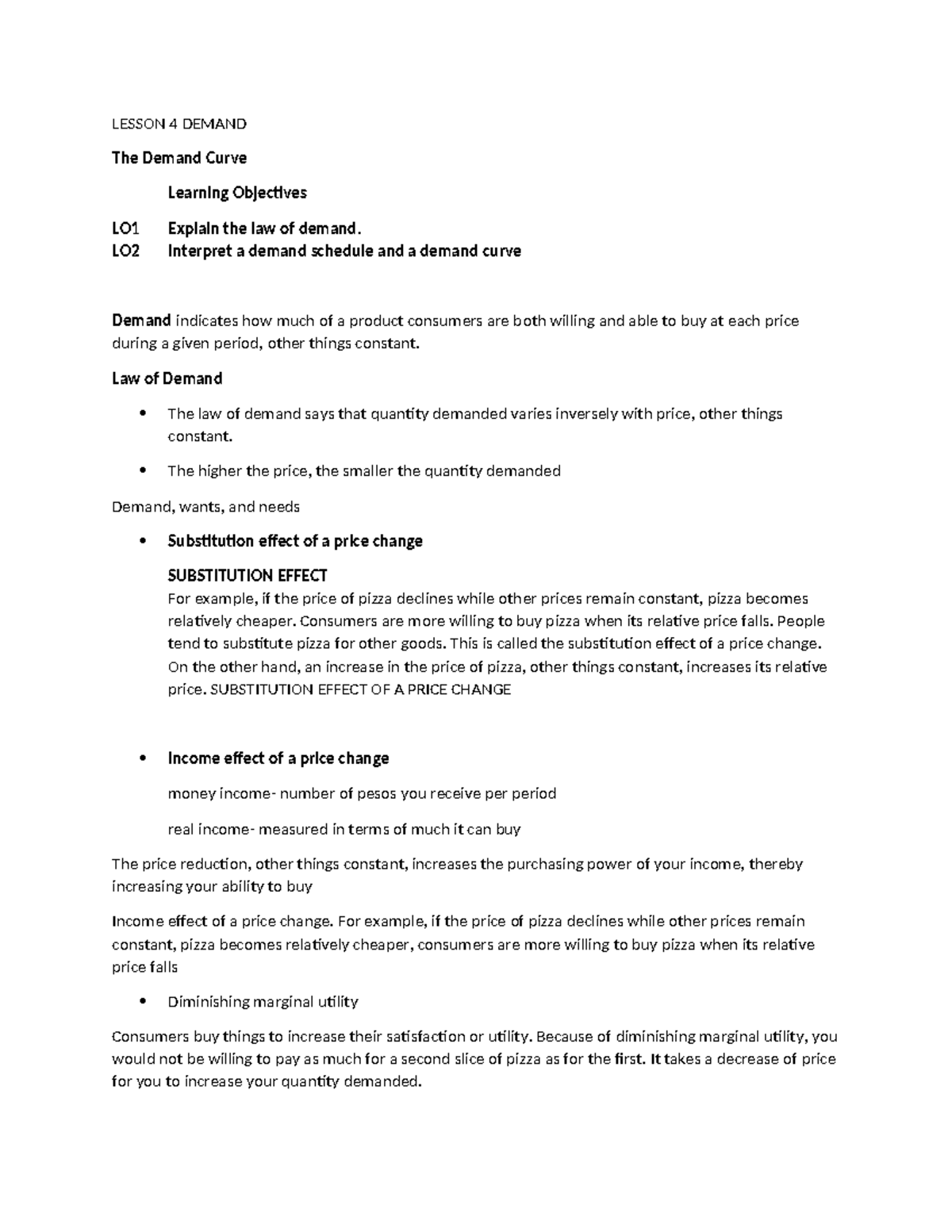 Lesson 4 Demand Supplemental Reviewer-1 - LESSON 4 DEMAND The Demand ...