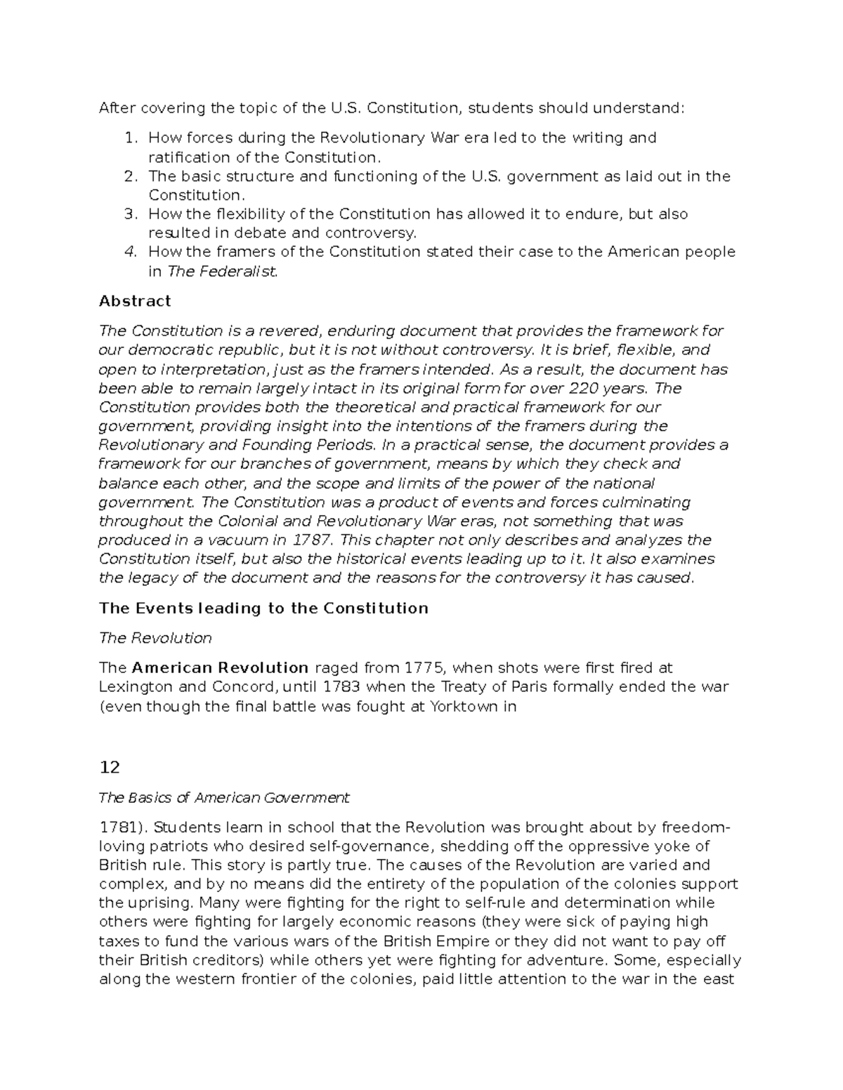 US gov notes 2 - After covering the topic of the U. Constitution ...