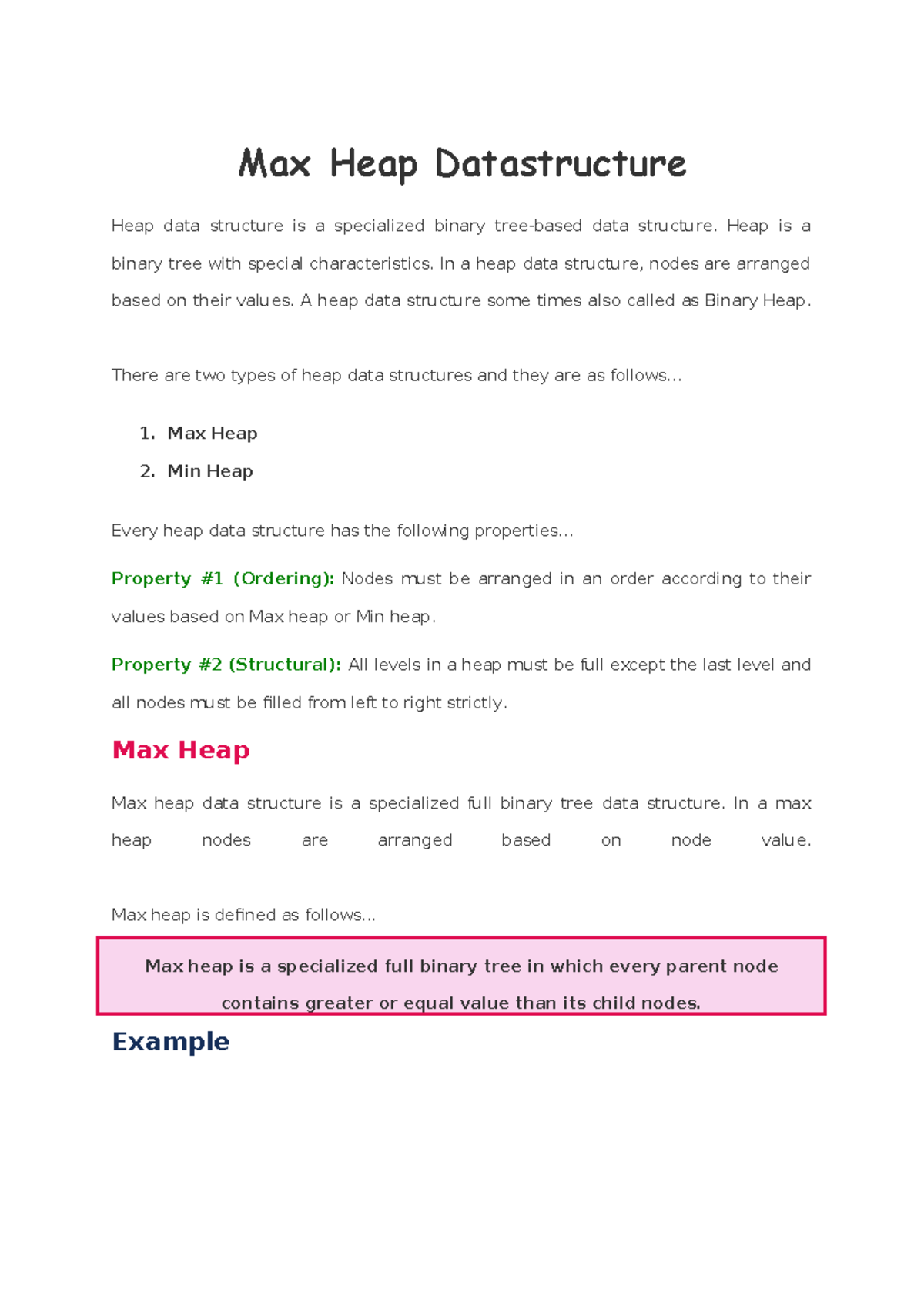Heaptree - Max Heap Datastructure Heap data structure is a specialized ...