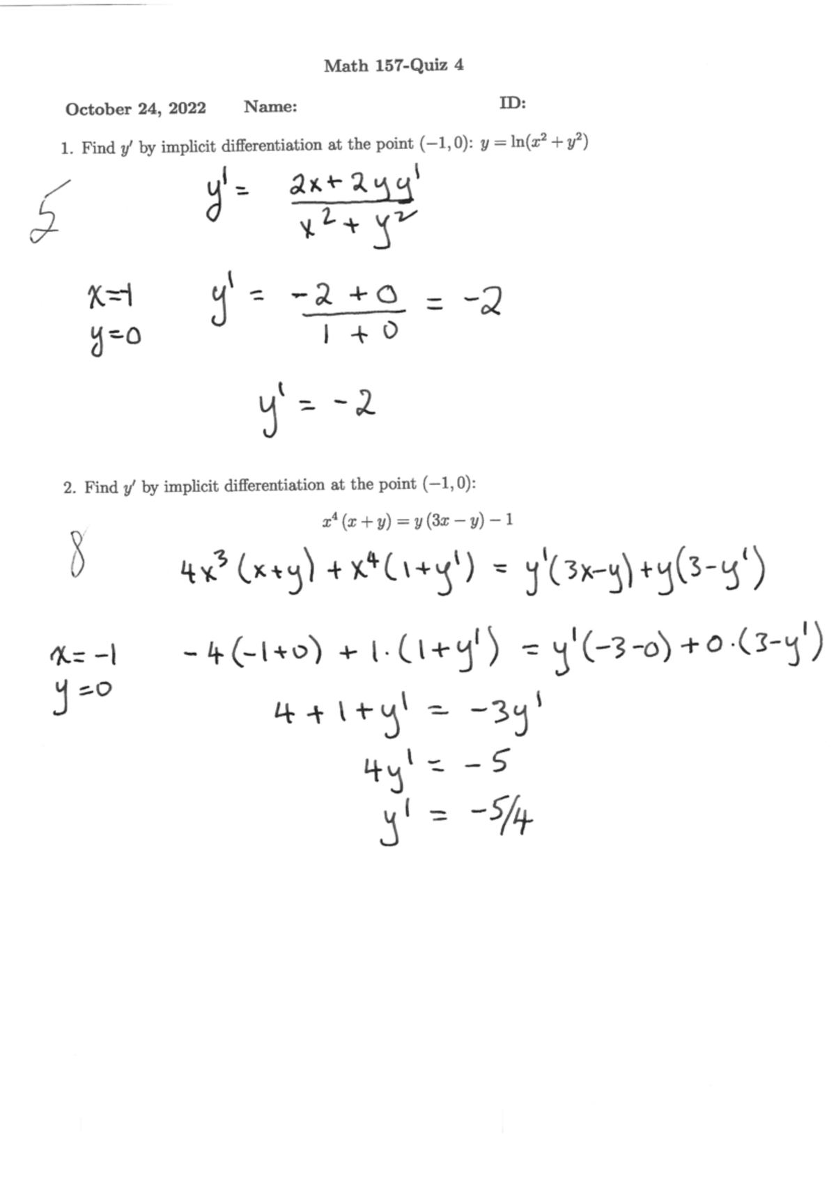 157Q4F22key - Quiz 4 Gary Sabin - MATH 157 - Studocu