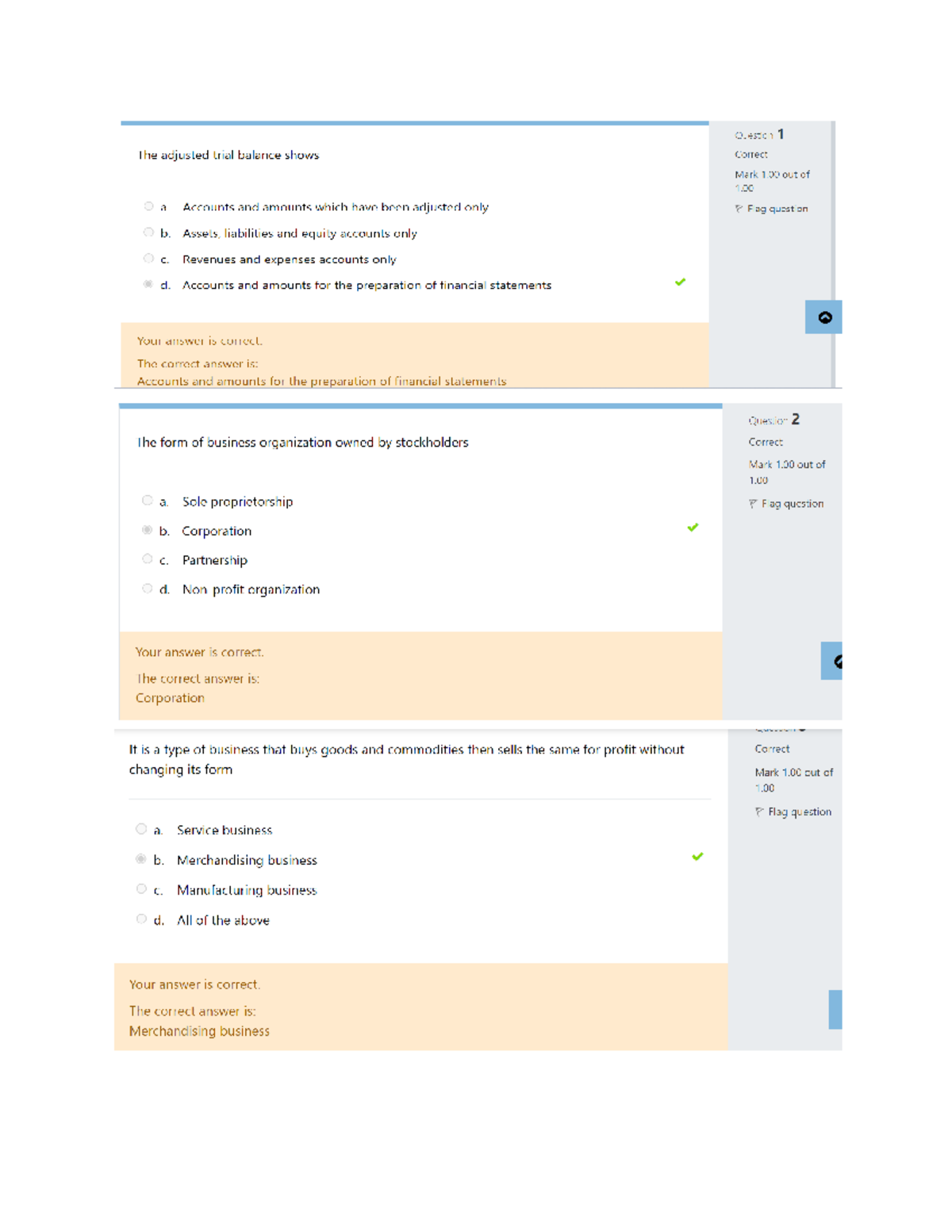 CB-Quiz-3 - Practice Quiz for Bookkeeping - Question 1 The adjusted ...