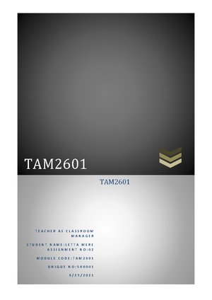 TAM2601 3 - Assessment - MOKGADI MOLEPO STUDENT NUMBER : 10323236 ...