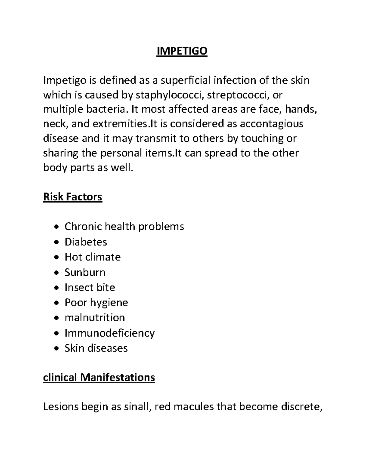 Impetigo - This study material is for nursing students to improve their ...