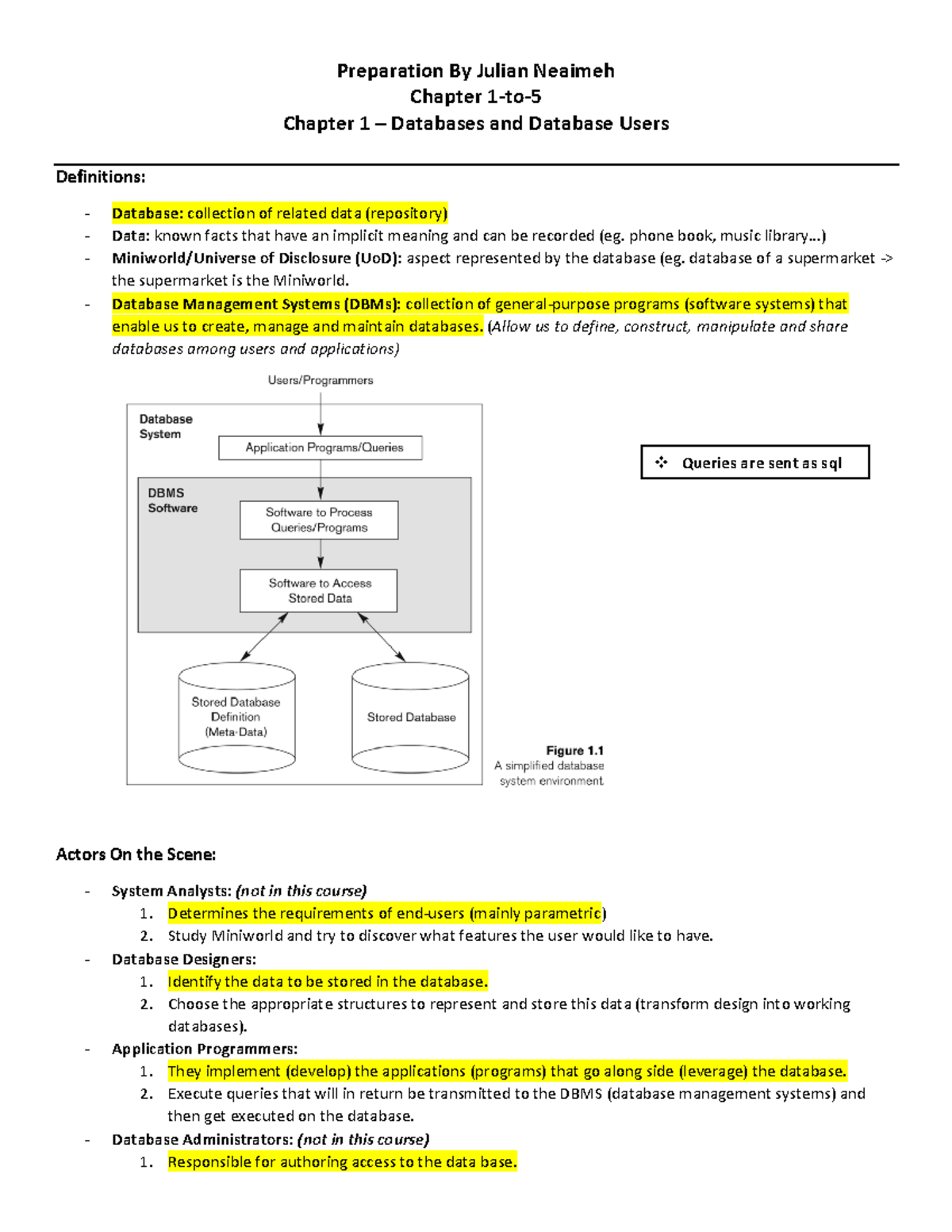 Exam 1 Preparation - Database - NDU - Studocu