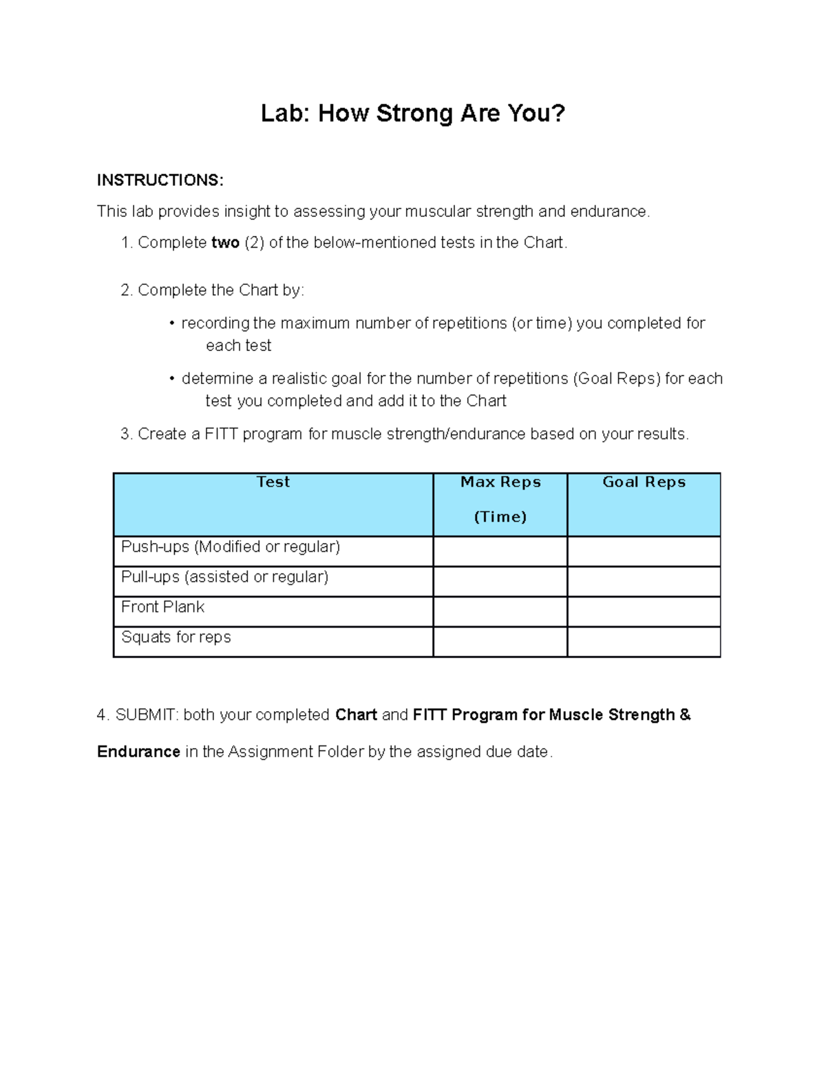 Lab How Strong Are You - This is for lab4 coming in week 10 - Lab: How Strong Are You ...