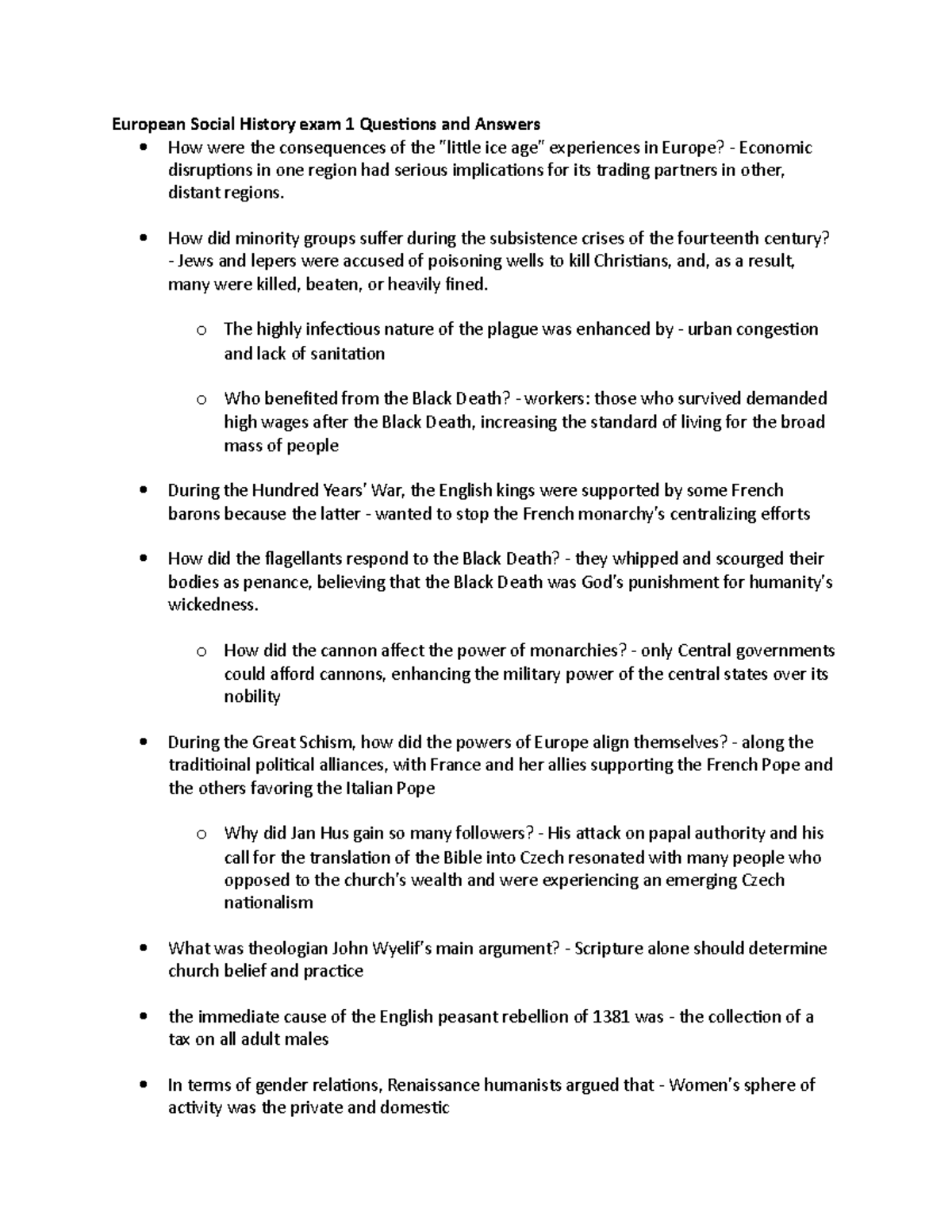 European Social History exam 1 Questions and Answers - How did minority ...