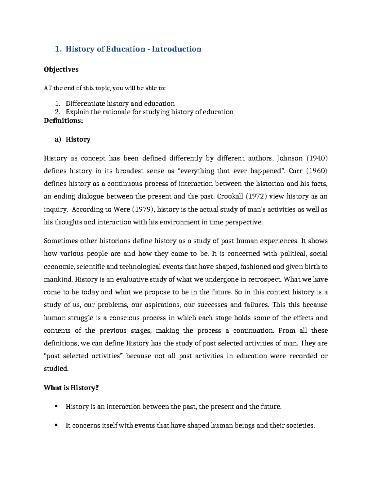 1. Introduction History of Education - 1. History of Education ...