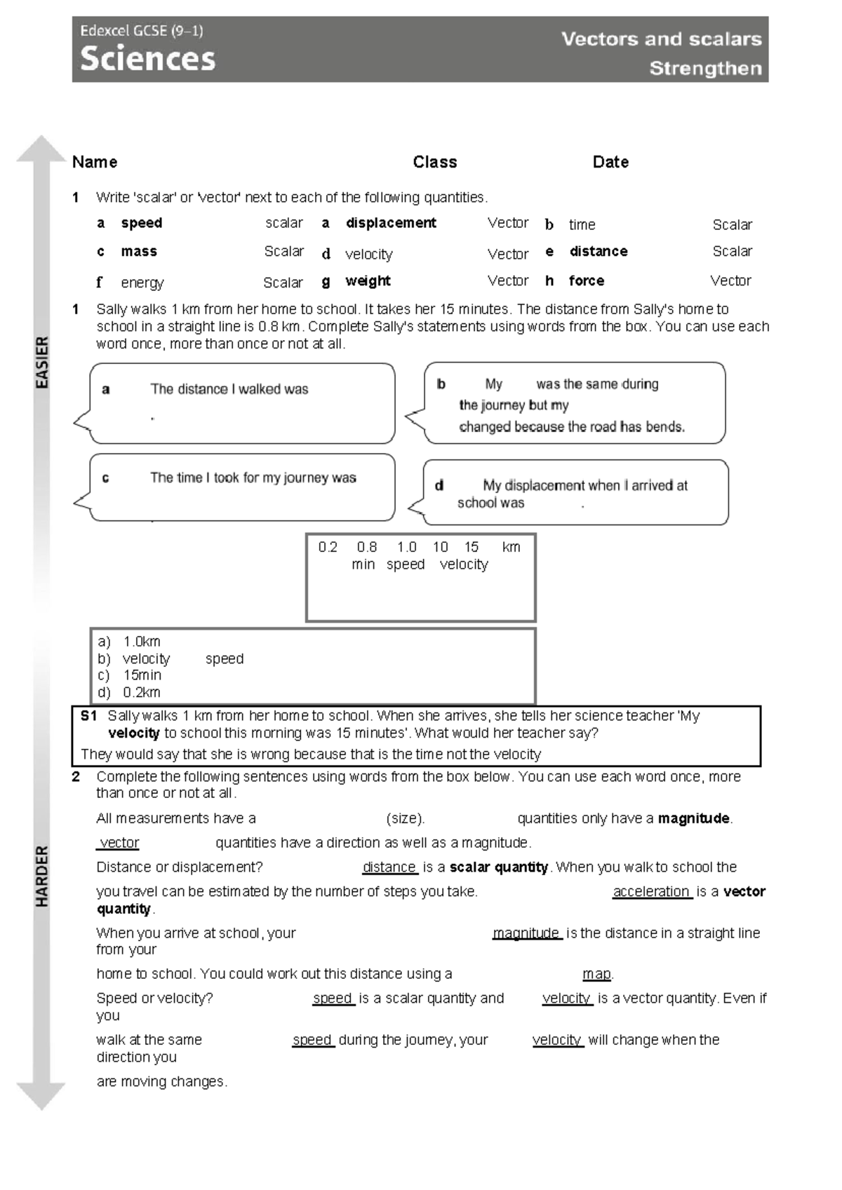 Sp1a worksheets - Science Revision Worksheet - Name Class Date 1 Write ...