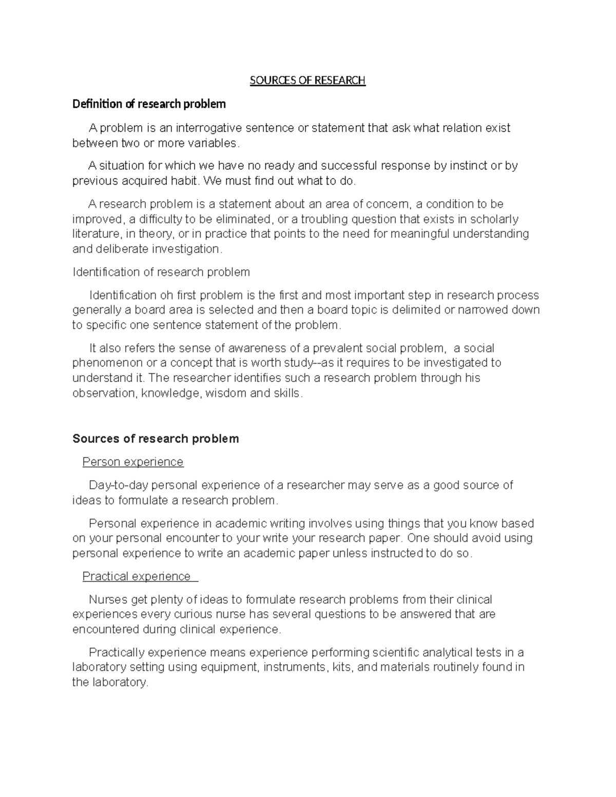 Sources OF Research - SOURCES OF RESEARCH Definition of research ...
