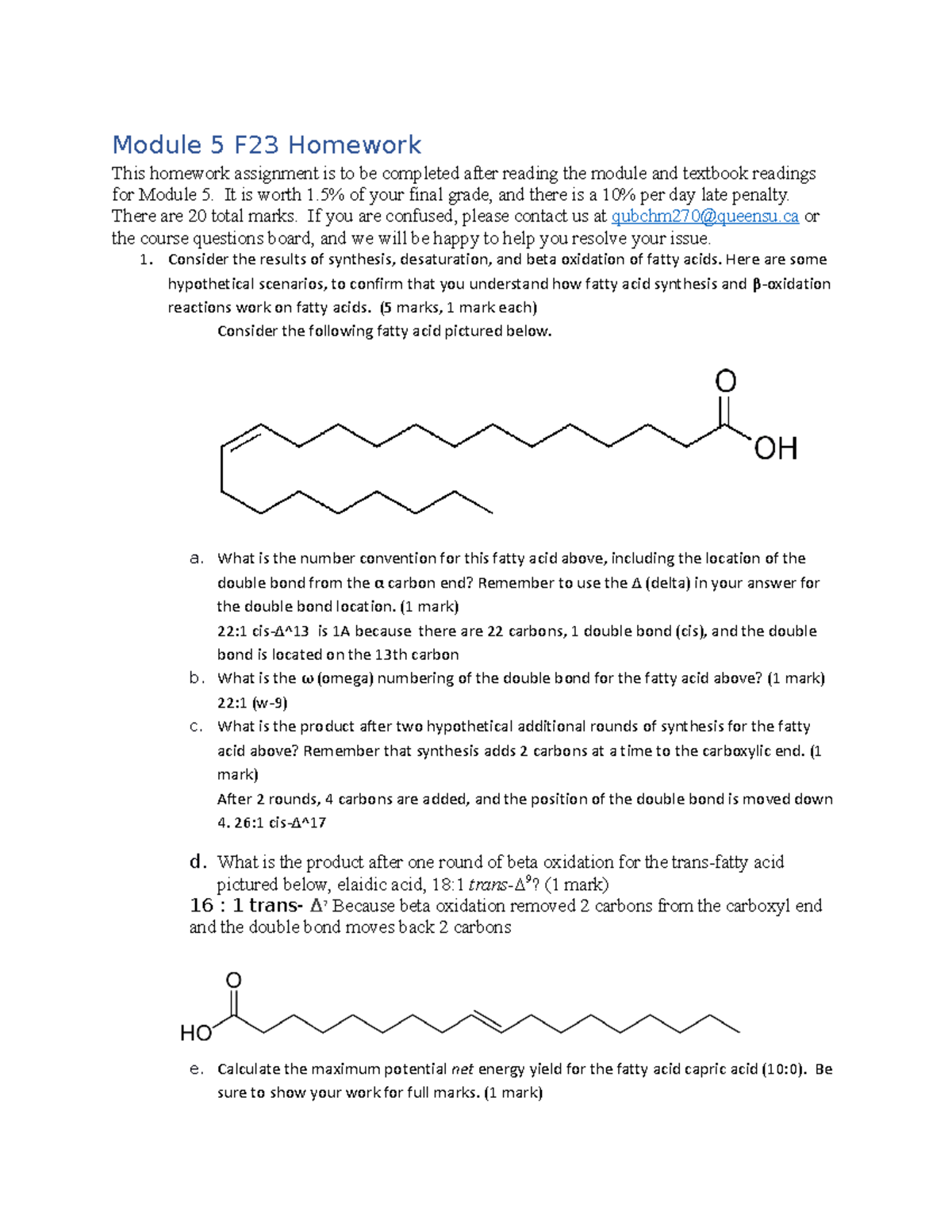 BCHM270 F23 Module 5 Homework Assignment - Module 5 F23 Homework This homework assignment is to ...