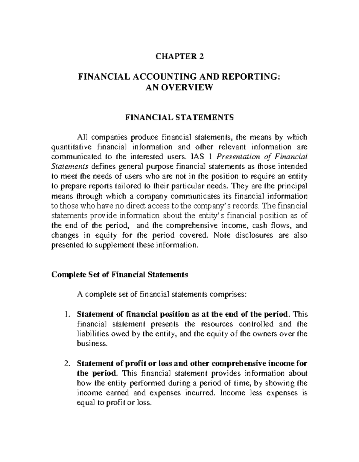 CHAPTER 2: FINANCIAL ACCOUNTING AND REPORTING: AN OVERVIEW - CHAPTER 2 ...