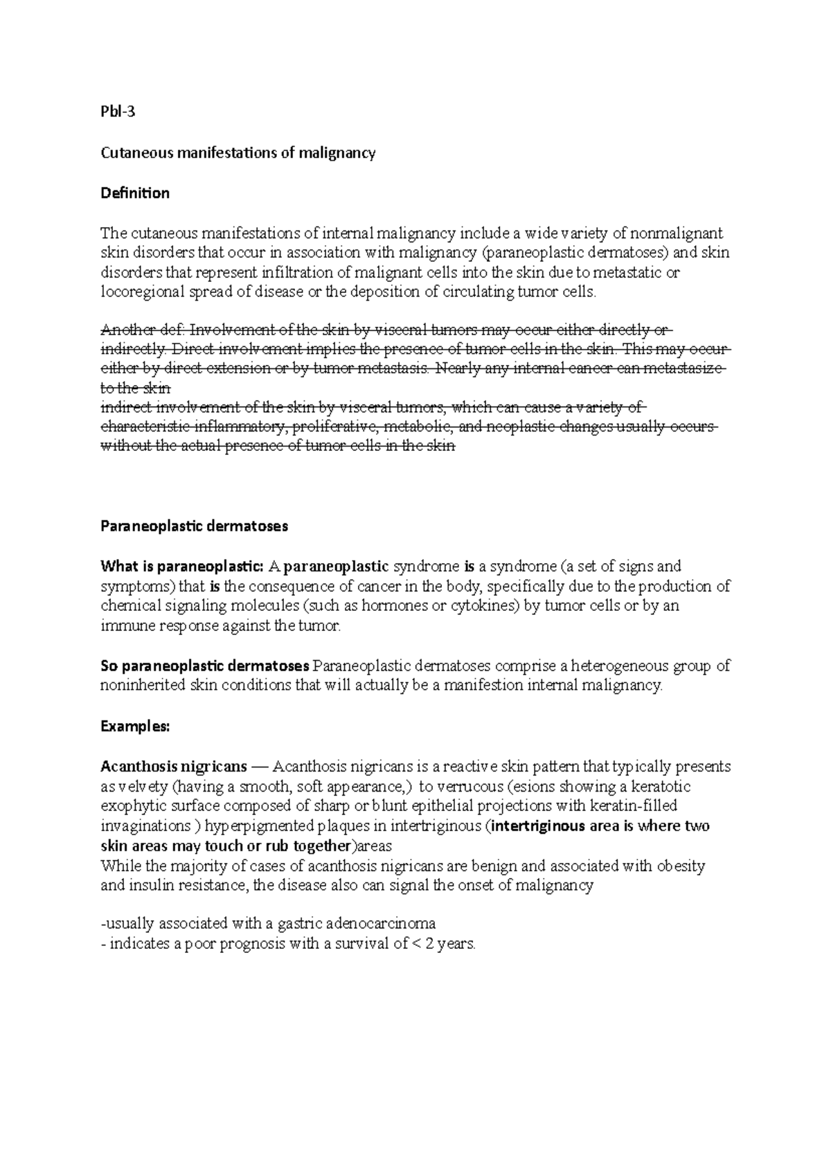 SKIN - medical school notes - Pbl- Cutaneous manifestations of ...