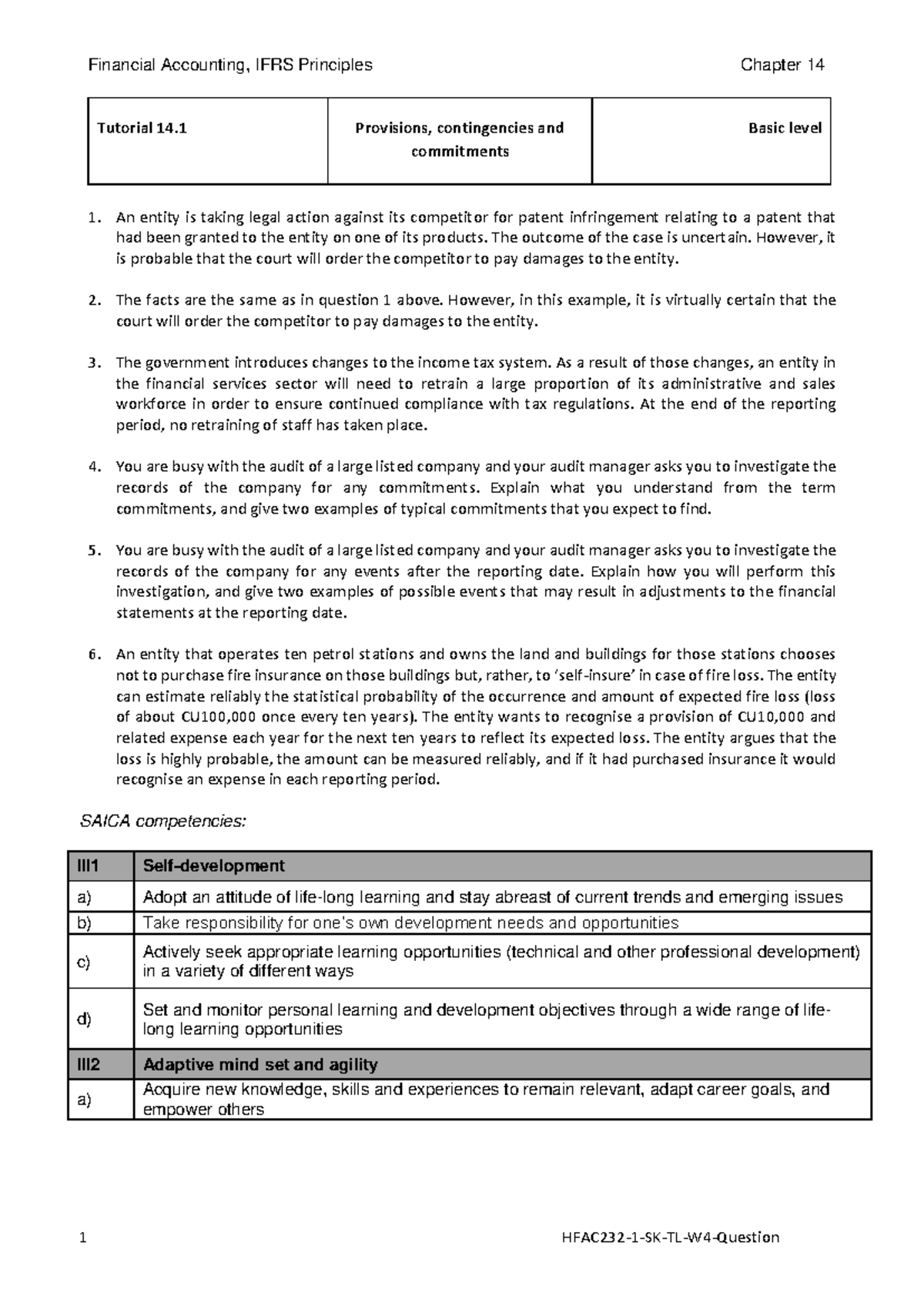 Week 4 - Unit 4 (Chapter 14) Provisions, contingent liabilities ...
