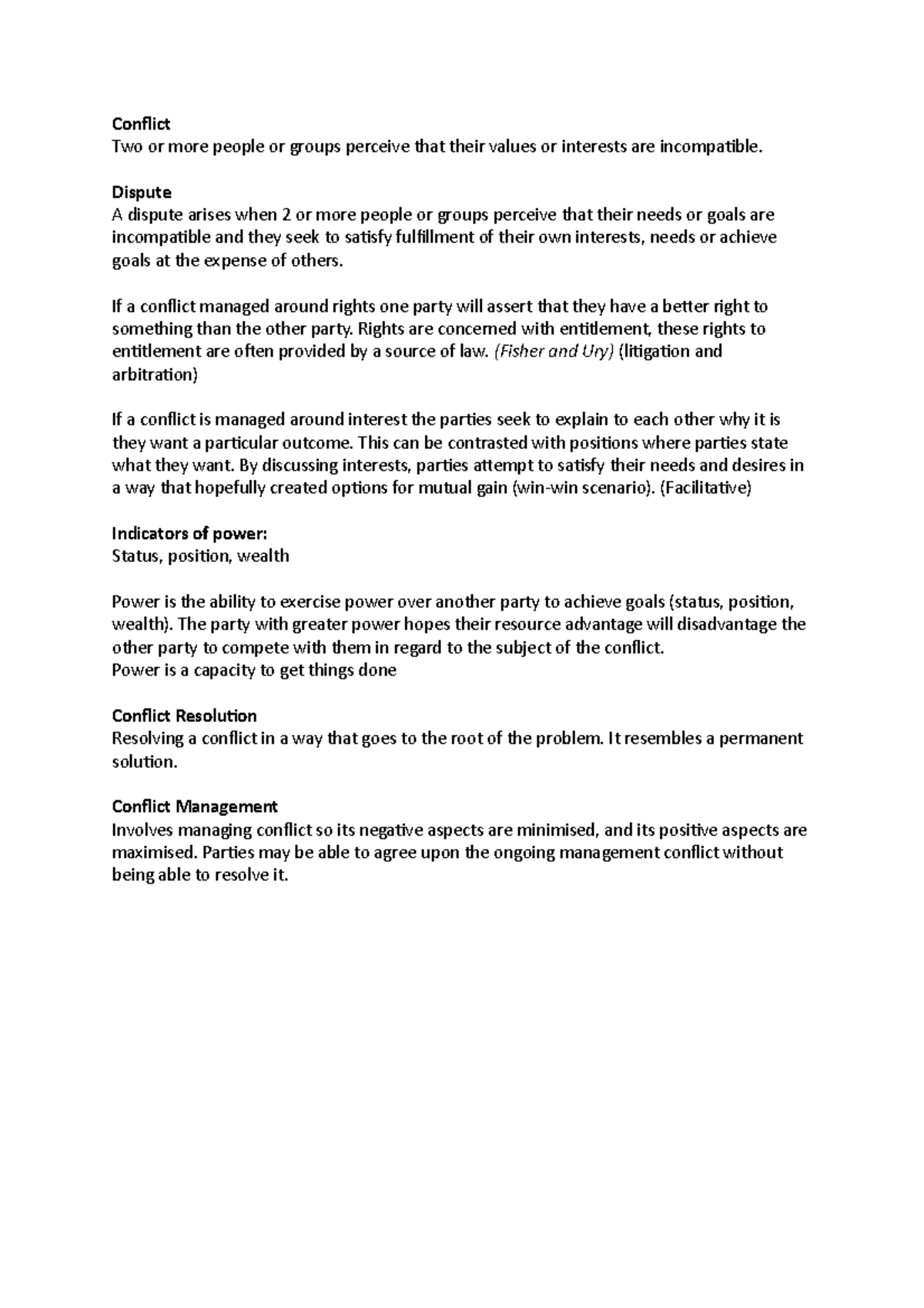 Dispute Resolution week 12 notes - LLB103 - QUT - Studocu