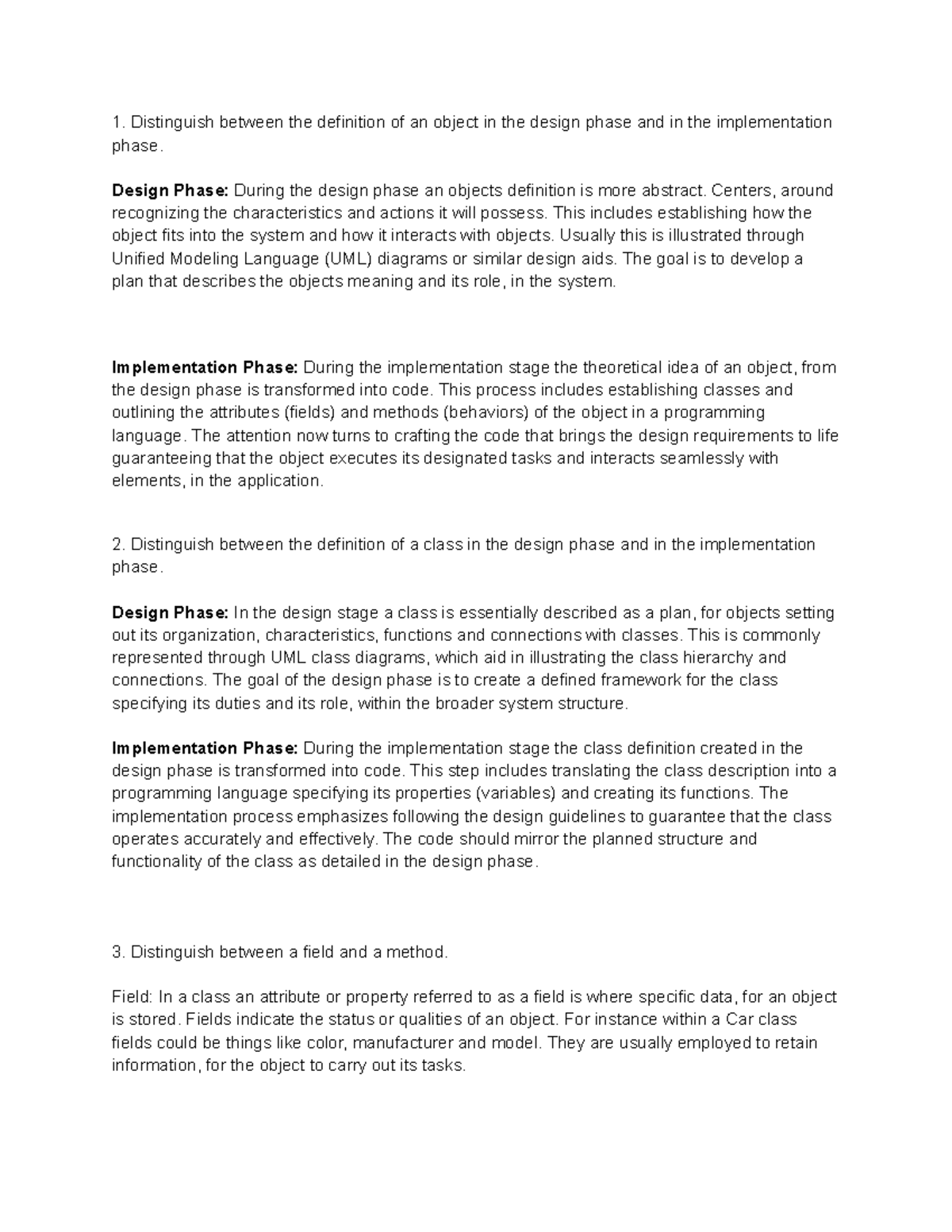 OO Modeling and Programming - Distinguish between the definition of an ...