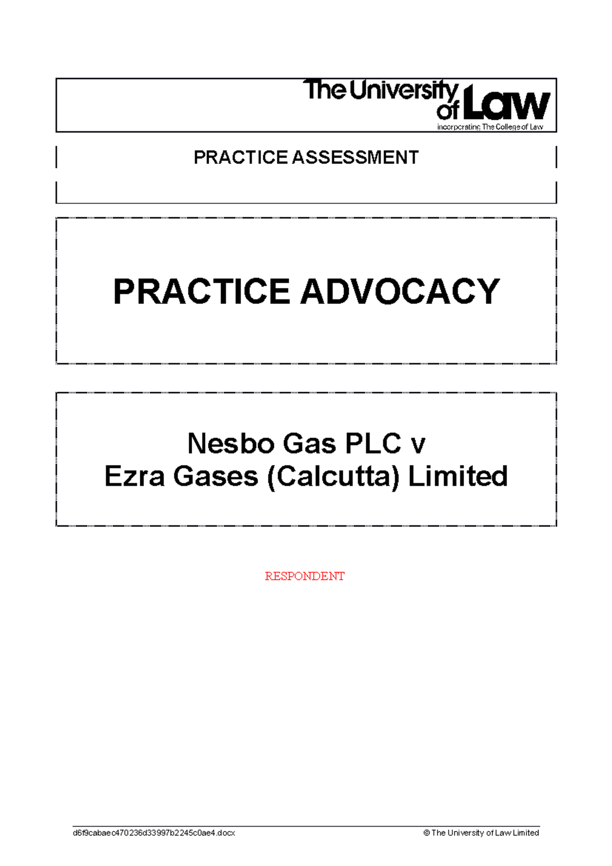 Mock assessment for ADVOCACY - PRACTICE ASSESSMENT PRACTICE ADVOCACY ...