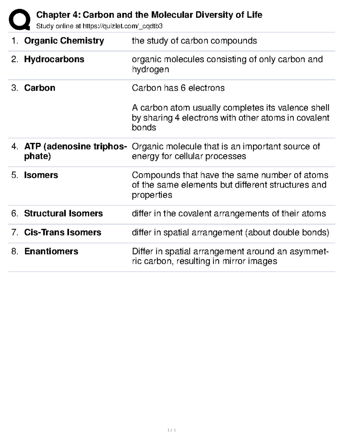 Chapter 4 Carbon and the Molecular Diversity of Life - Studocu