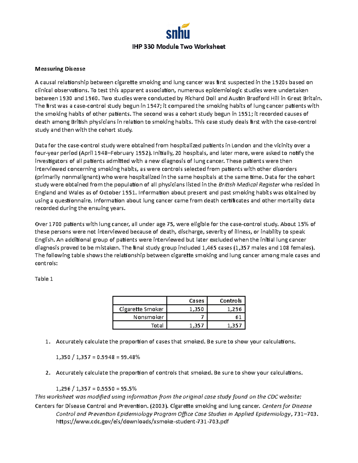 IHP 330 Module Two Worksheet - IHP 330 Module Two Worksheet Measuring ...