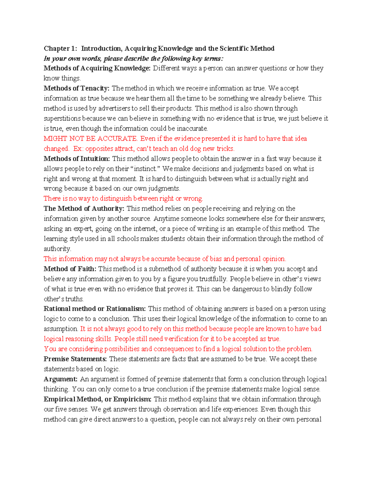 Research Methods Homework 1 - Chapter 1: Introduction, Acquiring ...