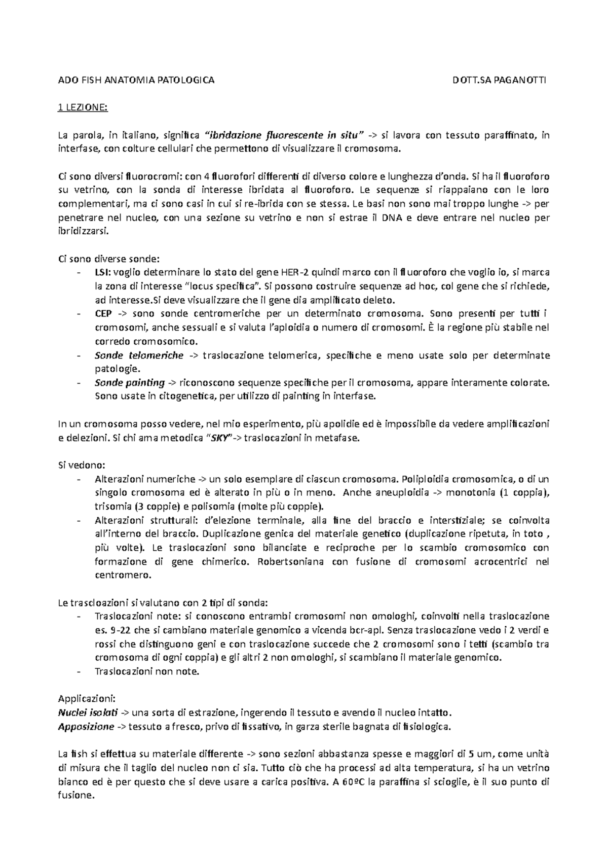 ADO FISH ANAT. Patol - Diagnostica molecolare - ADO FISH ANATOMIA ...