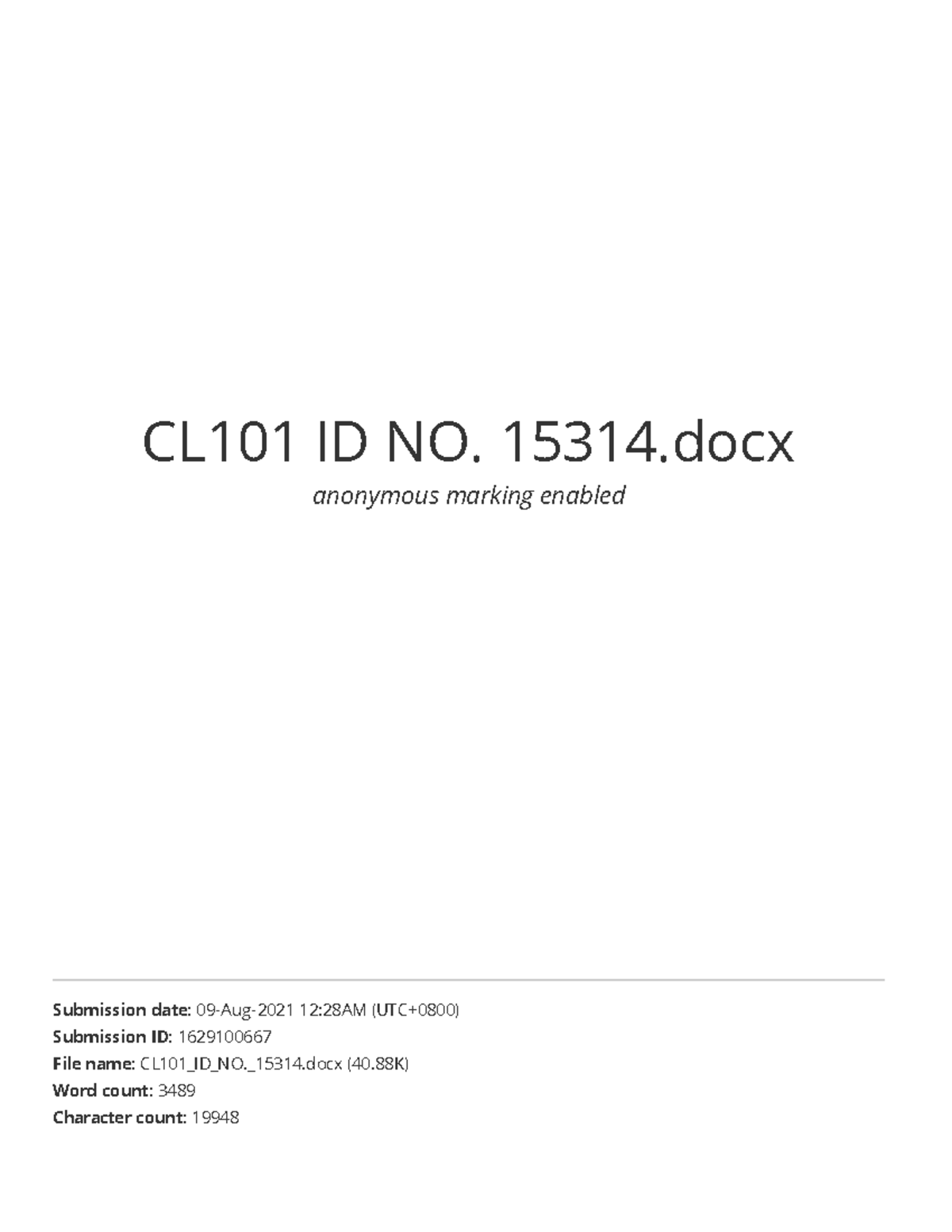 CL101 ID NO. 15314 - good - CL101 ID NO. 15314 anonymous marking ...