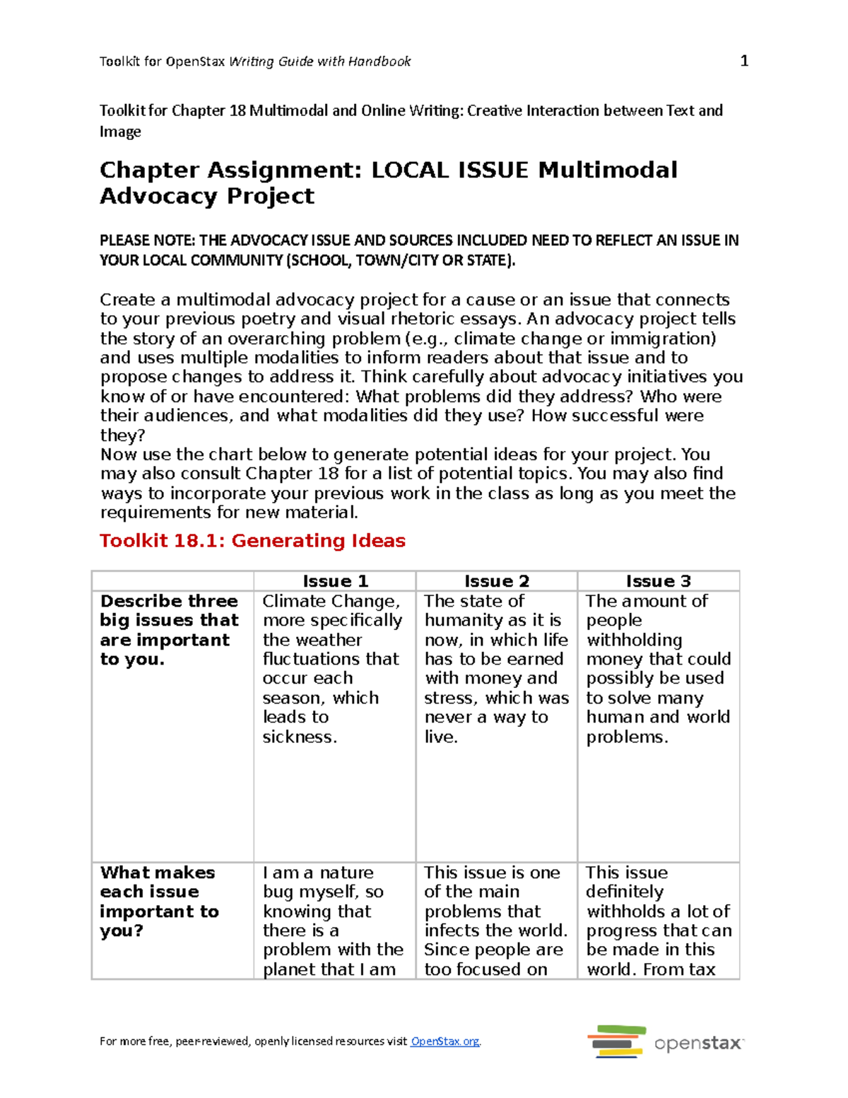 Planning Toolkit for the Local Issue Multimodal Advocacy Project ...