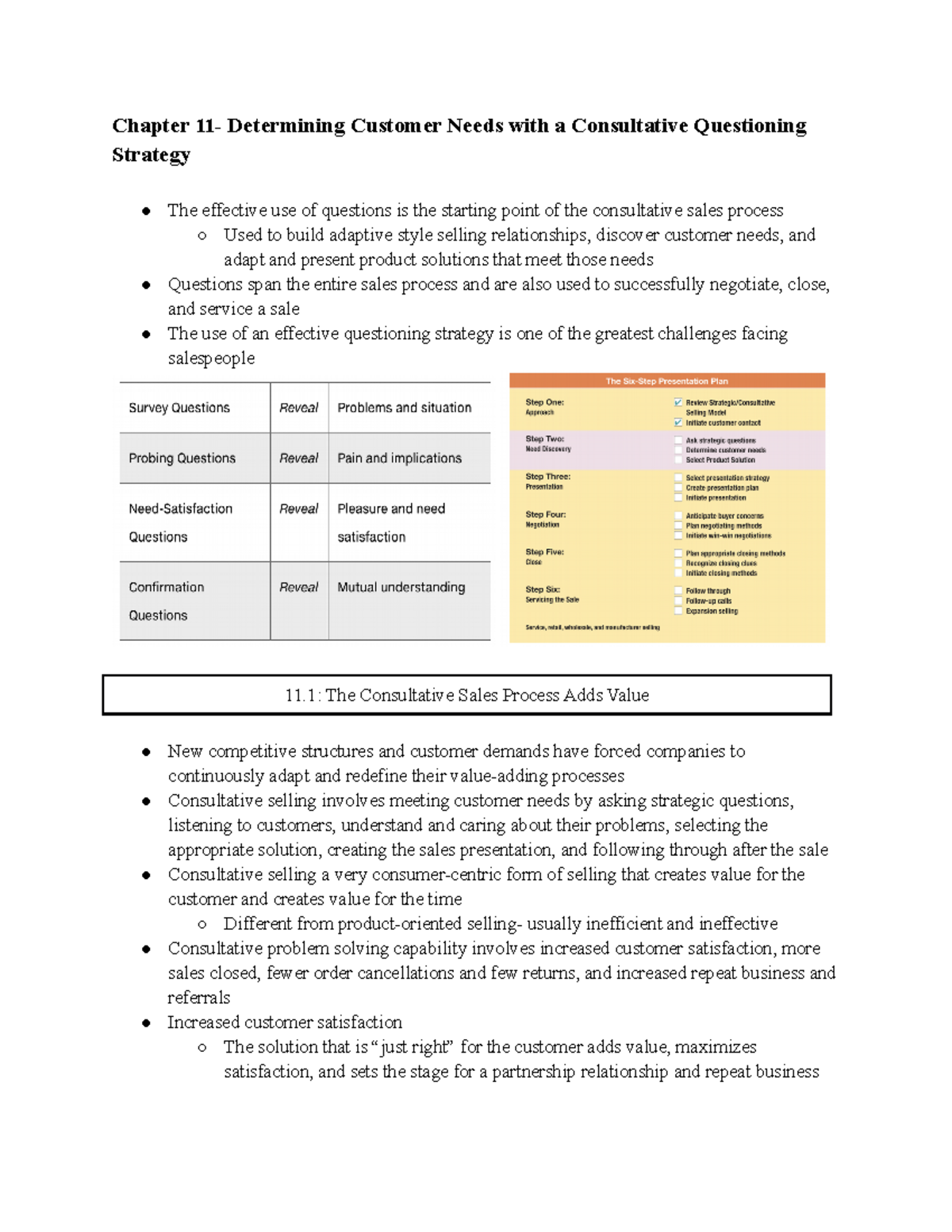Chapter 11 Notes - Chapter 11- Determining Customer Needs with a ...
