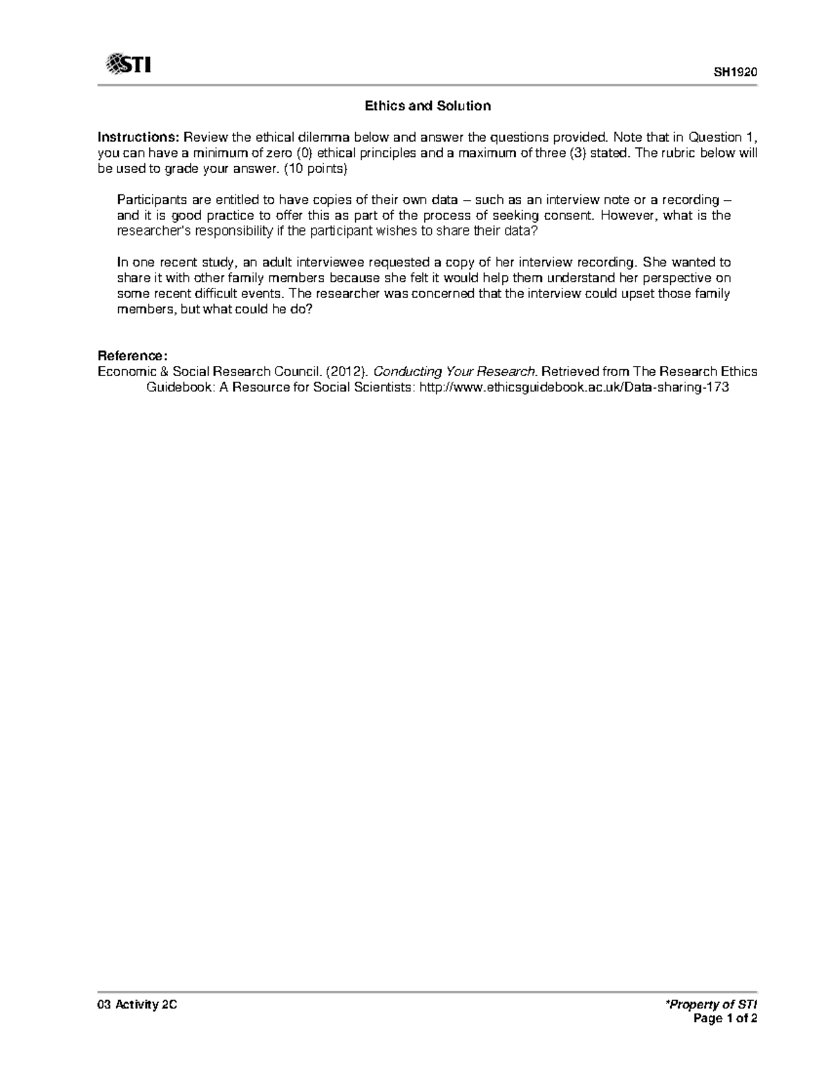 SH1920 - Practical Research 1 03 Activity 2C - SH 03 Activity 2C ...