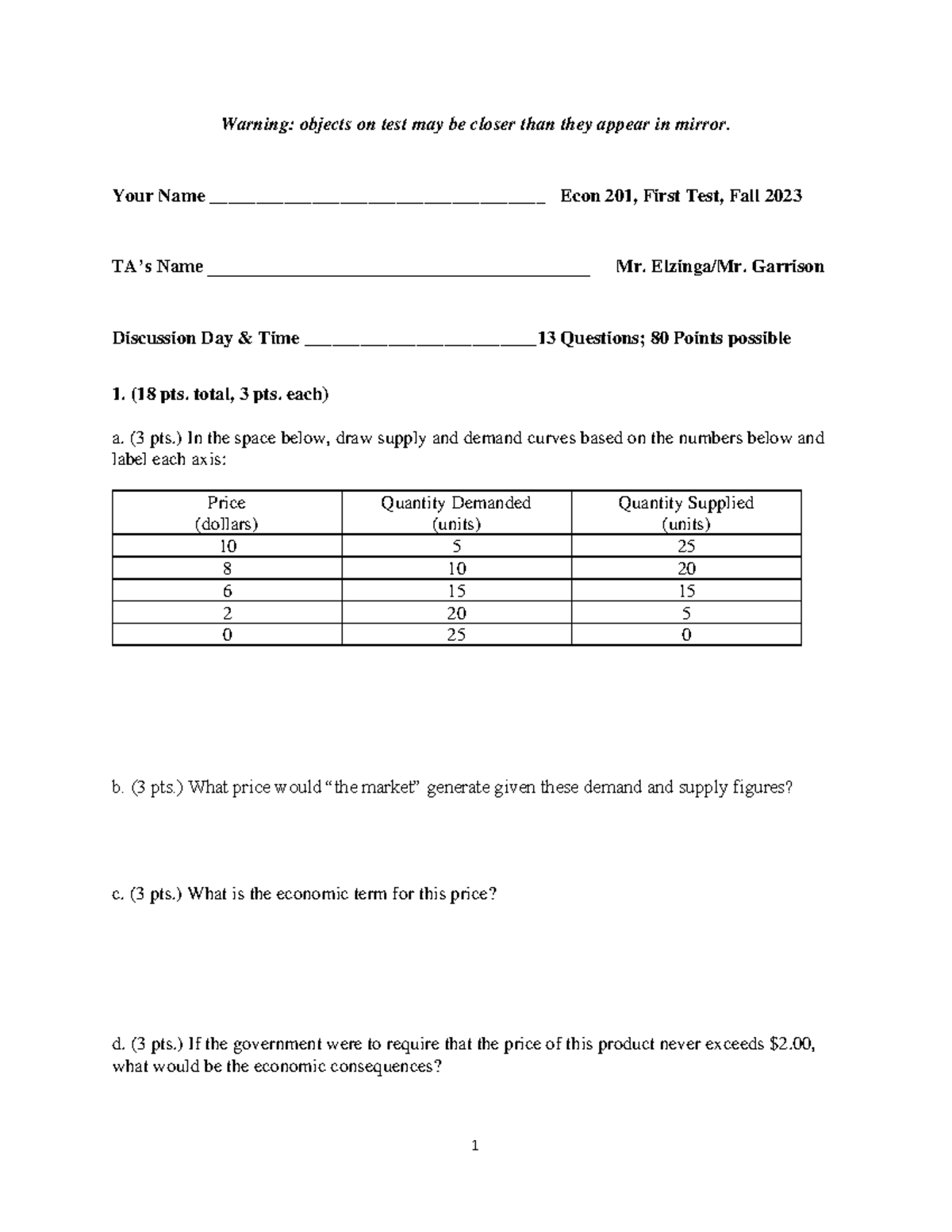 Exam One 2023 - practice exam - Warning: objects on test may be closer ...