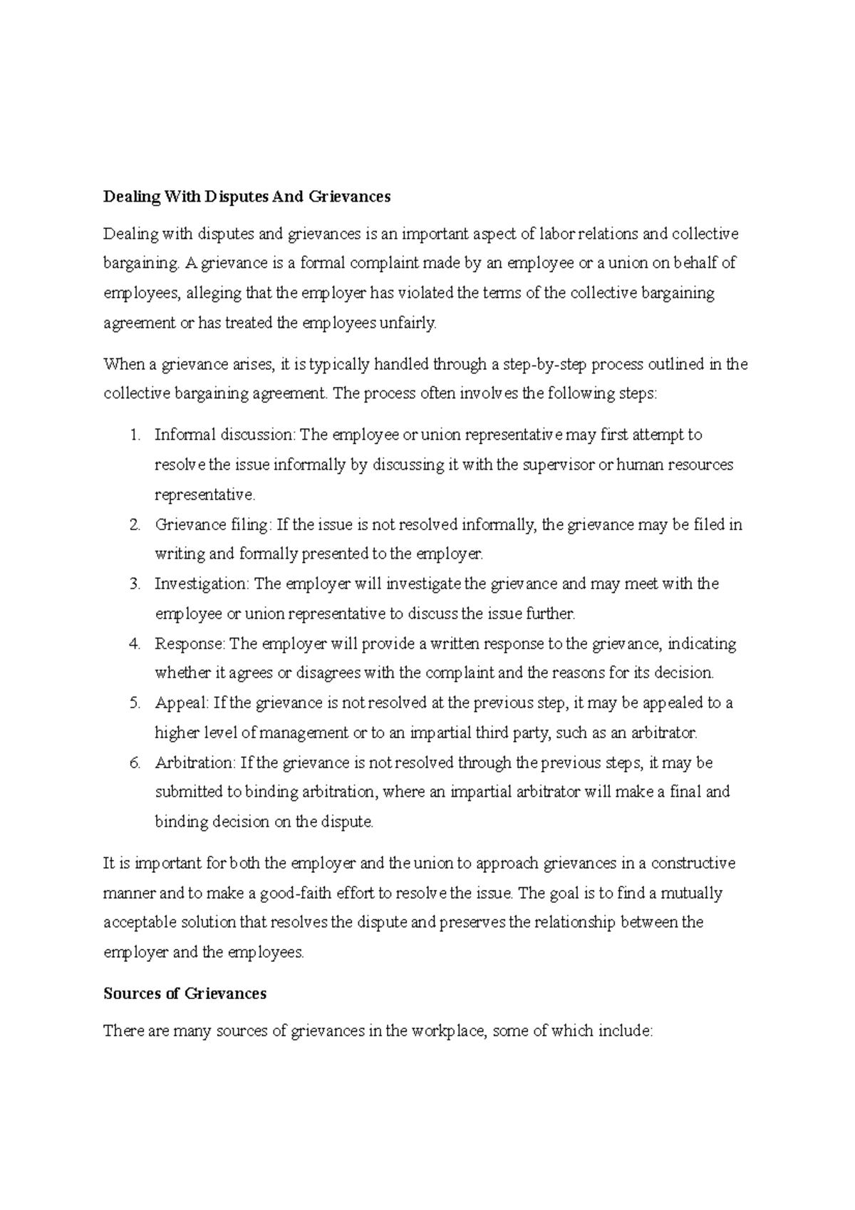 Dealing With Disputes And Grievances - Dealing With Disputes And ...