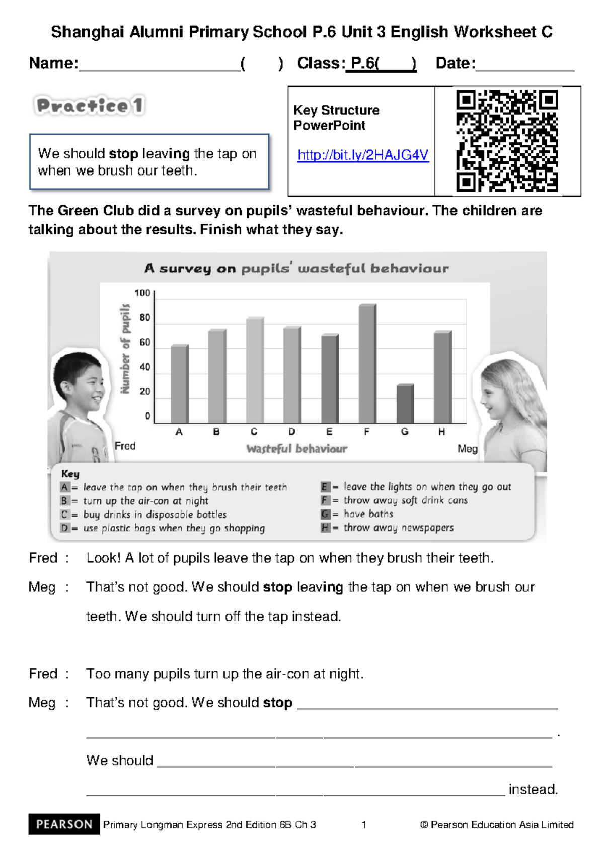 Eng p6 WS C - Shanghai Alumni Primary School P Unit 3 English Worksheet ...