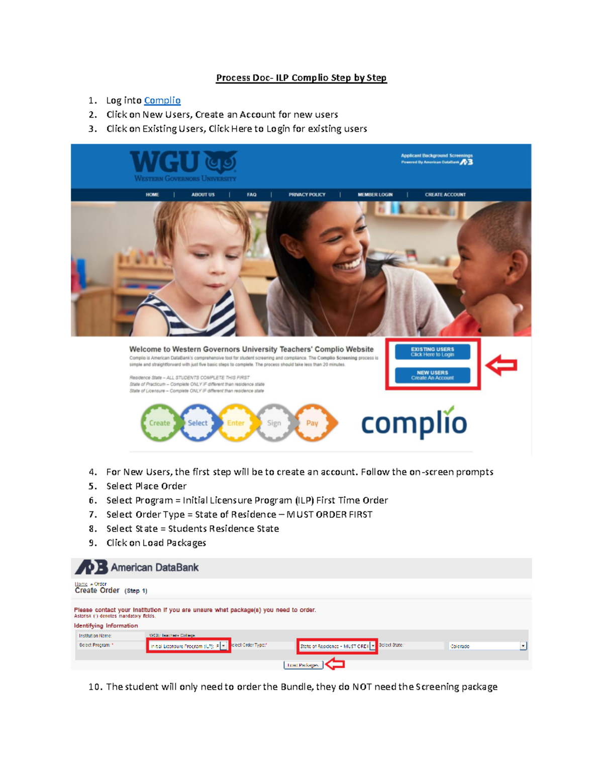 Complio Step by Step - Process Doc- ILP Complio Step by Step Log into ...