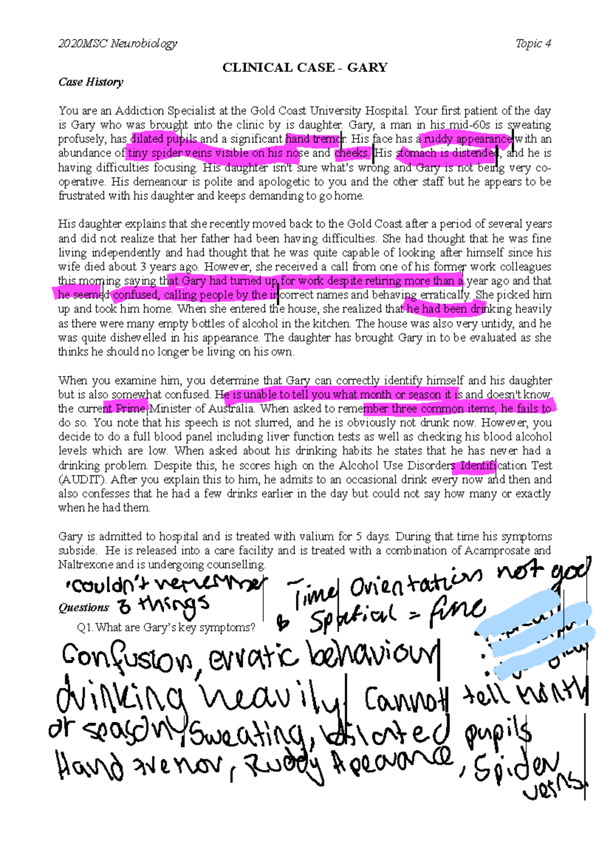 Topic 4 Clinical Case Gary - CLINICAL CASE - GARY Case History You are ...