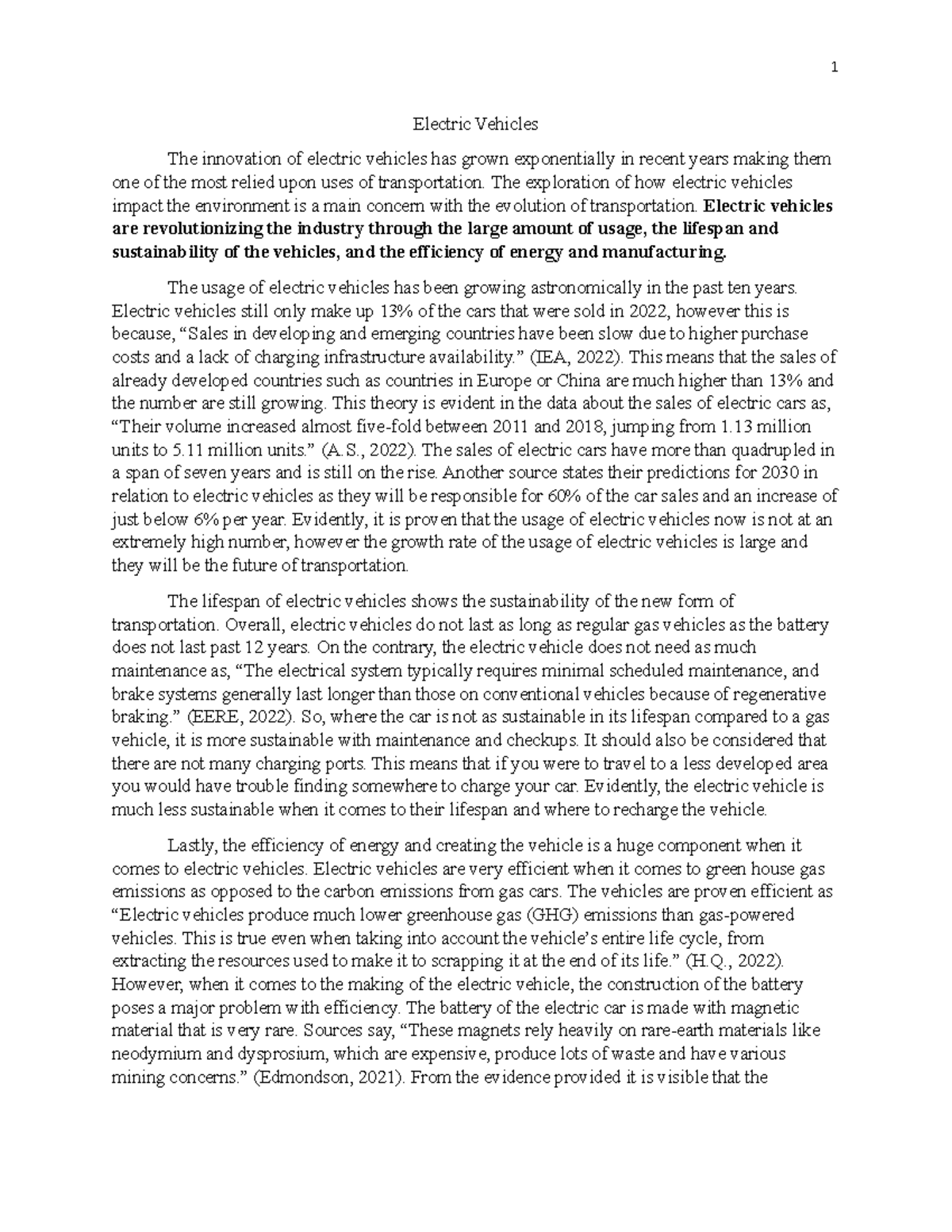 Electric Vehicles 2 - 1 Electric Vehicles The innovation of electric ...