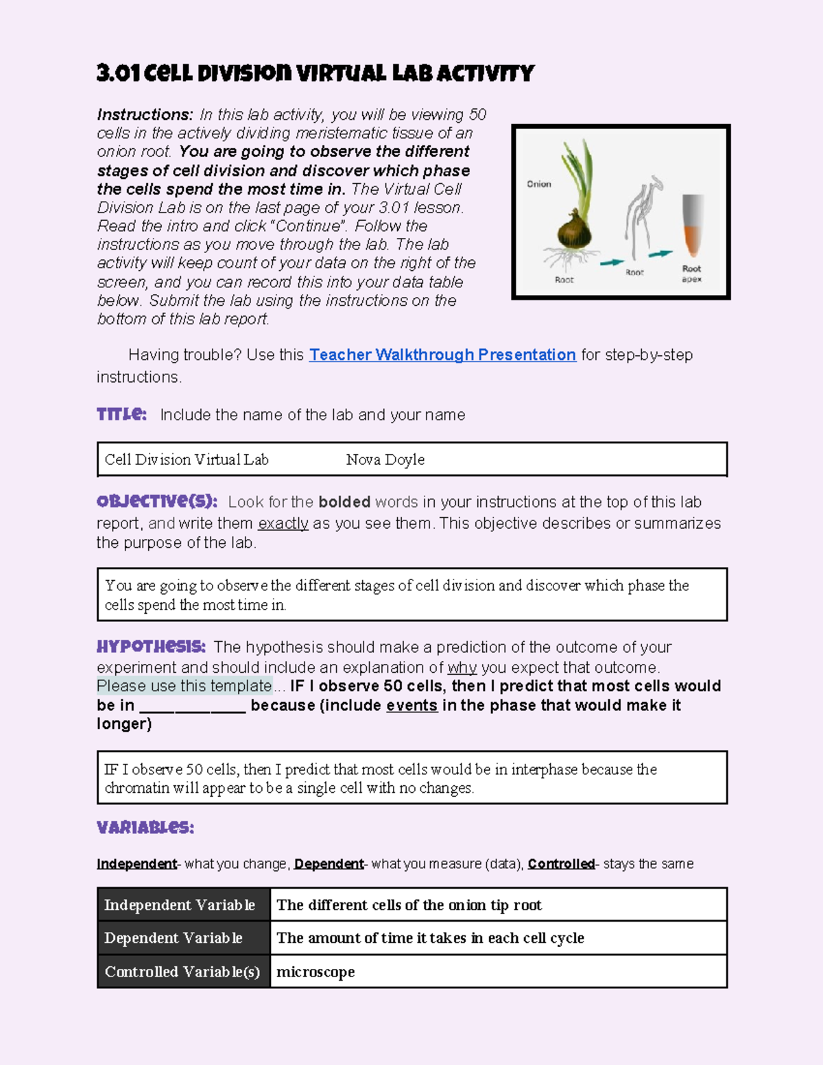 ND3.01Lab Report - cell division lab - 3 Cell Division Virtual Lab ...