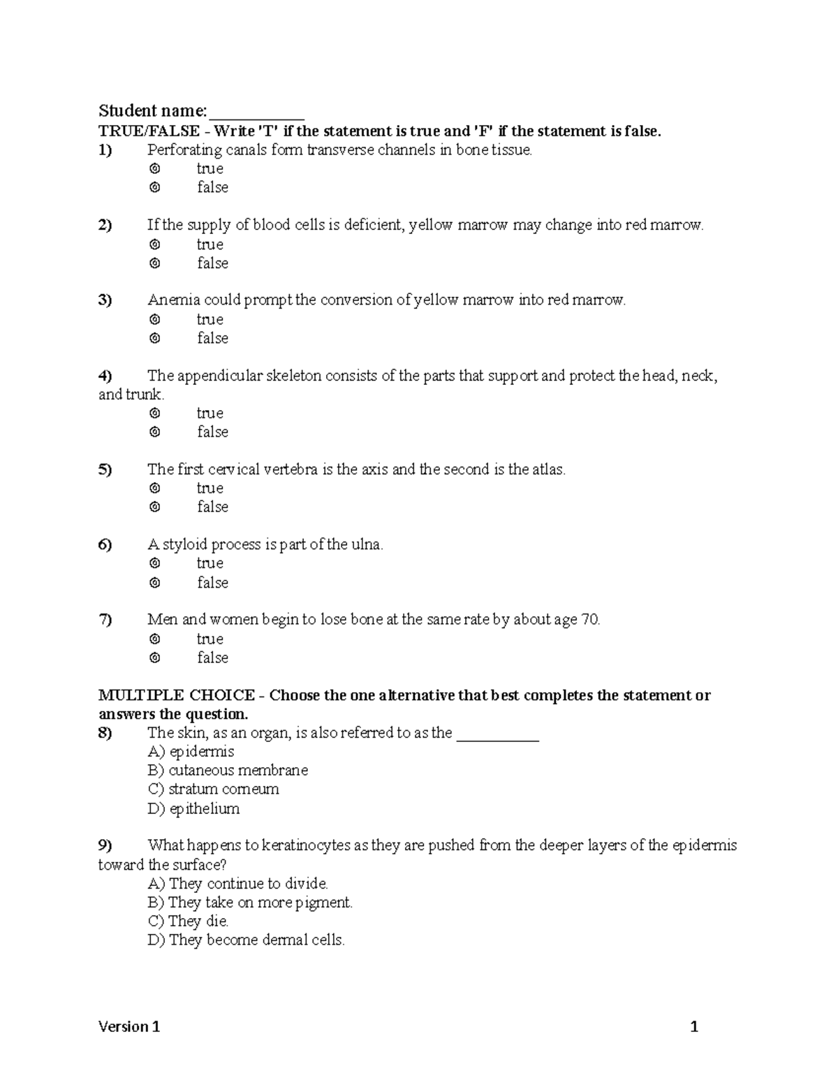 Module 2 Review version 1 - Student name:__________ TRUE/FALSE - Write ...