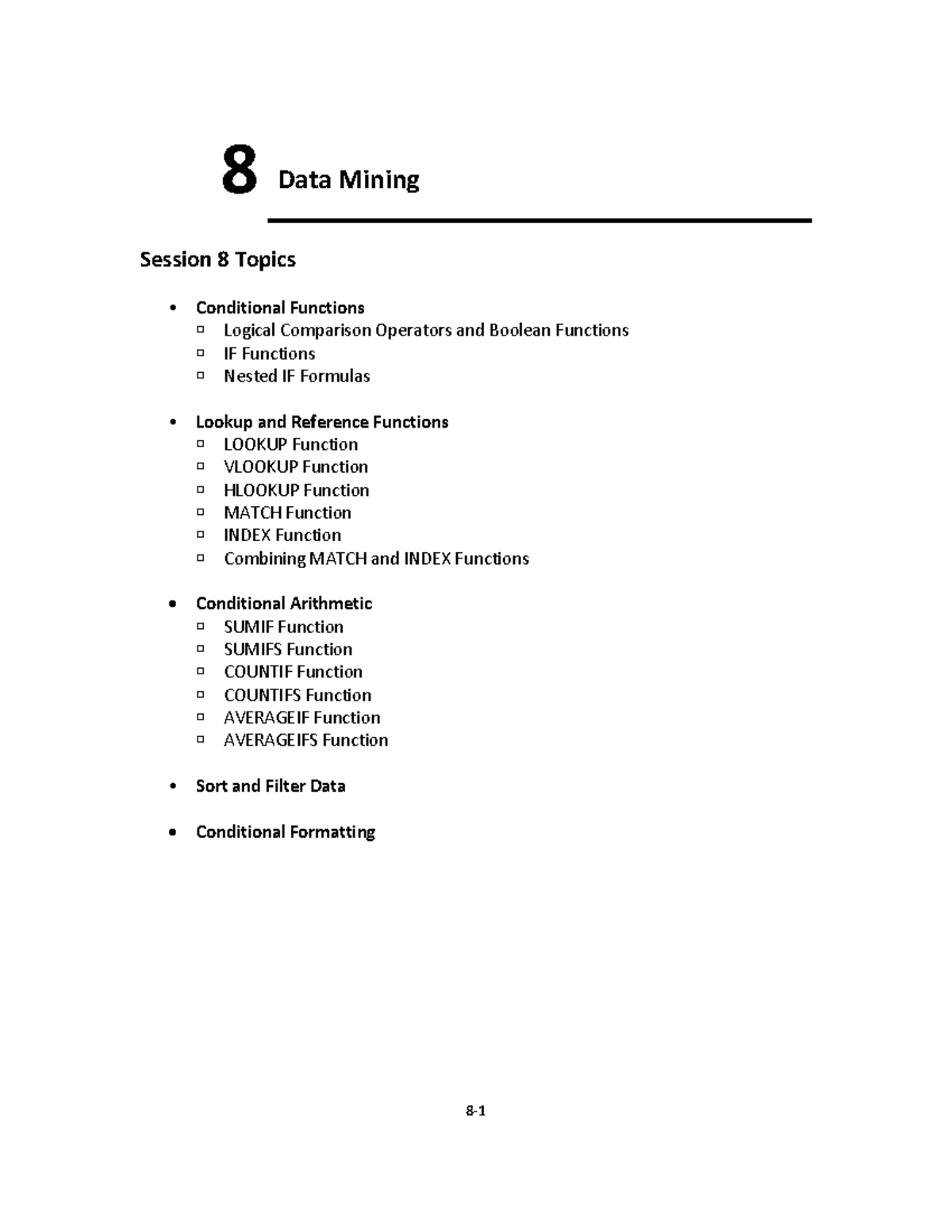 CHEM 140 Session 08 - 8 Data Mining Session 8 Topics Conditional Functions R Logical Comparison ...