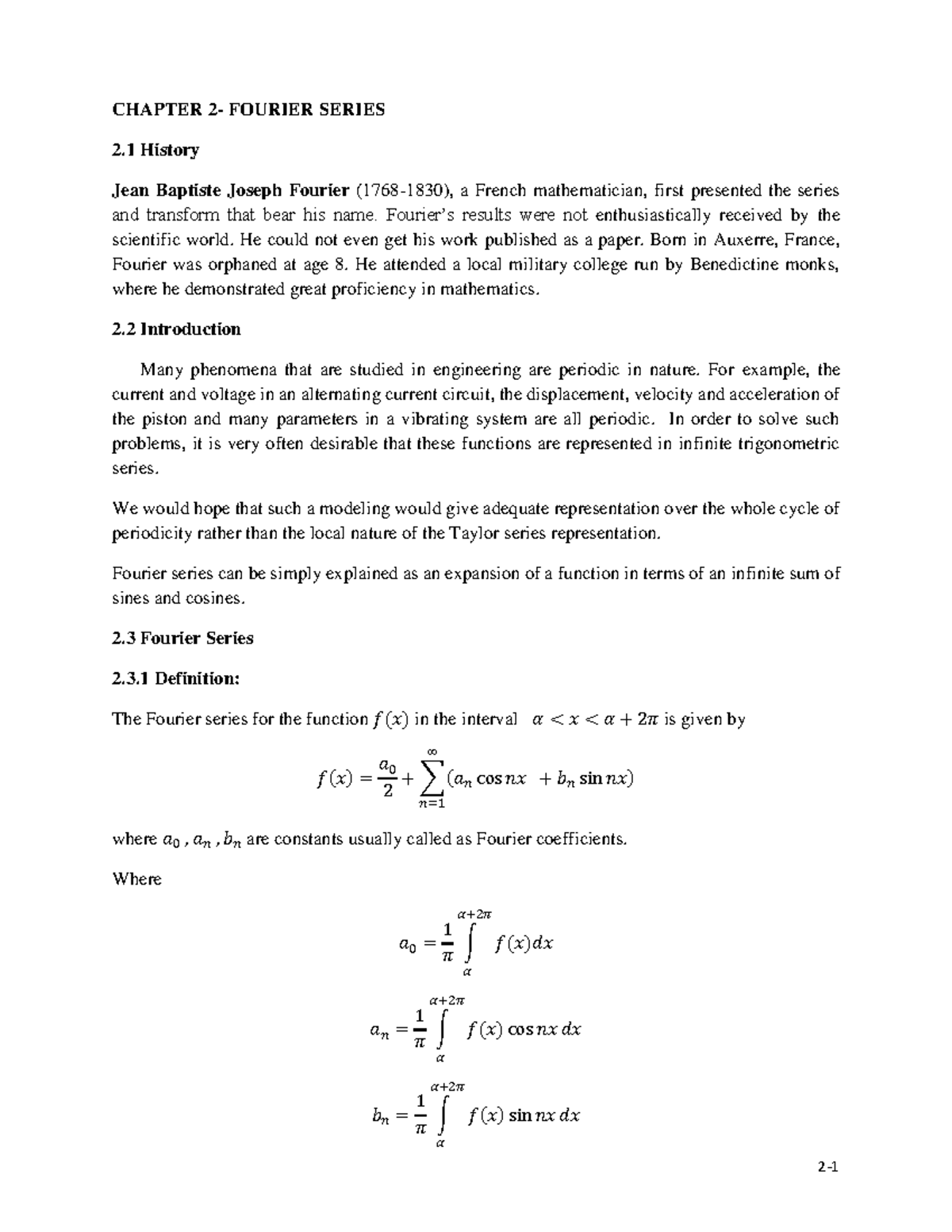 Chapter 2 - Fourier Series - Warning: TT: undefined function: 32 CHAPTER 2- FOURIER SERIES 2 ...