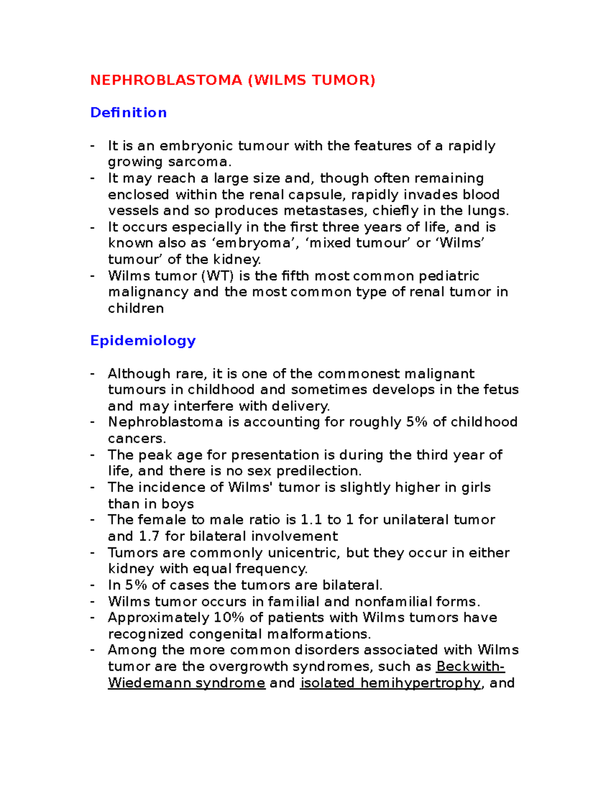 Nephroblastoma - NEPHROBLASTOMA (WILMS TUMOR) Definition It is an ...