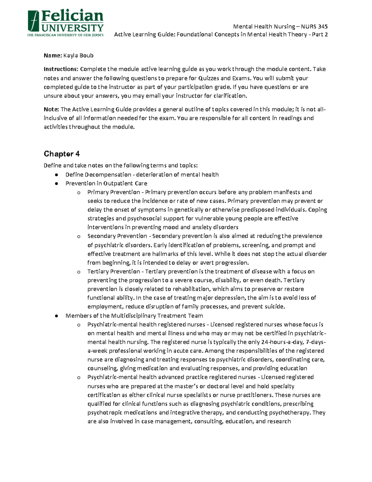 Active learning guide - Take notes and answer the following questions ...