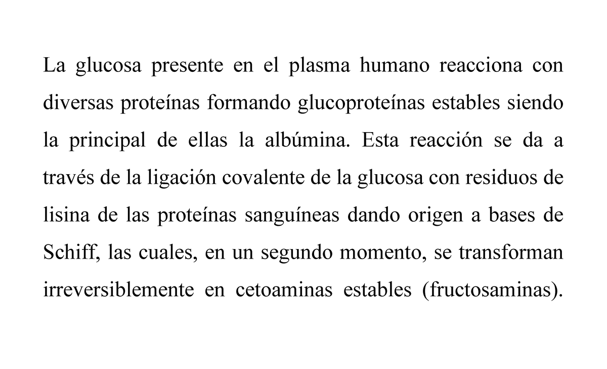 Fructosamina exposición - La glucosa presente en el plasma humano ...