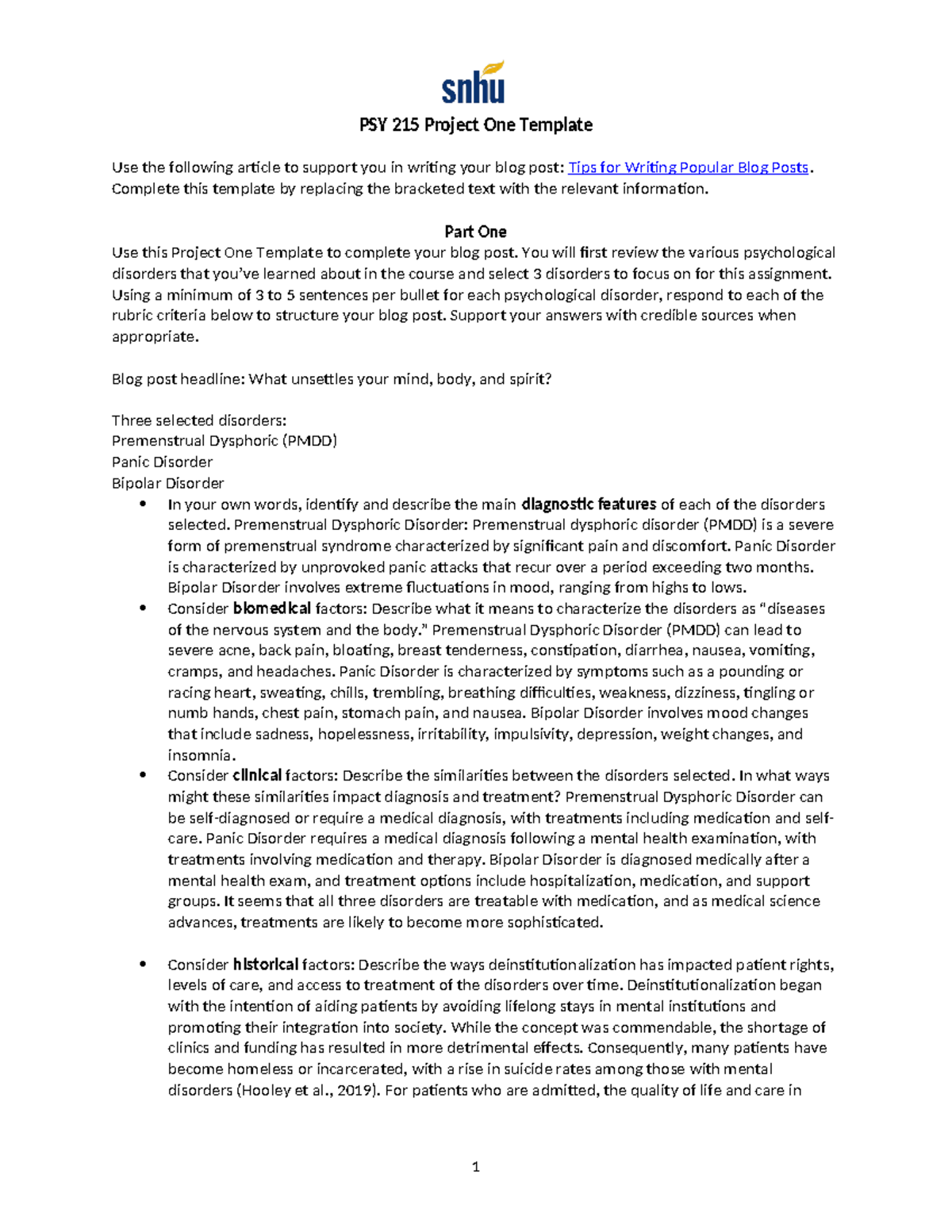 PSY 215 Project One Template CG - PSY 215 Project One Template Use the ...