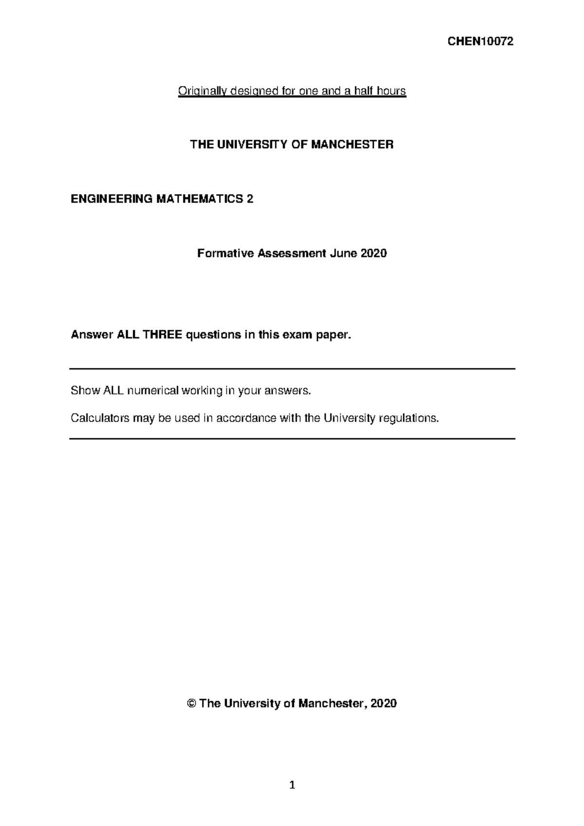 Engineering Mathematics - Originally designed for one and a half hours ...