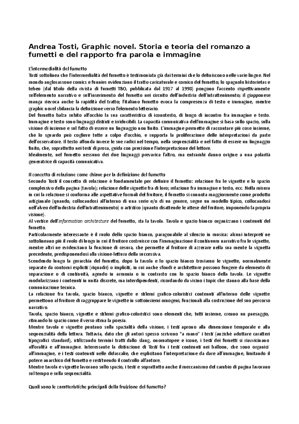 Graphic Novel - Andrea Tosti - Andrea Tosti, Graphic novel. Storia e ...