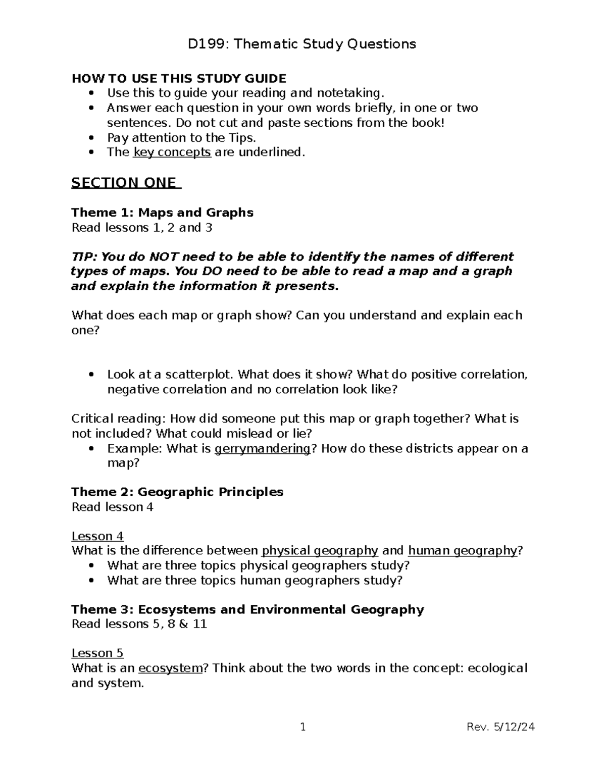 study guide help and questions to help you learn the material given ...